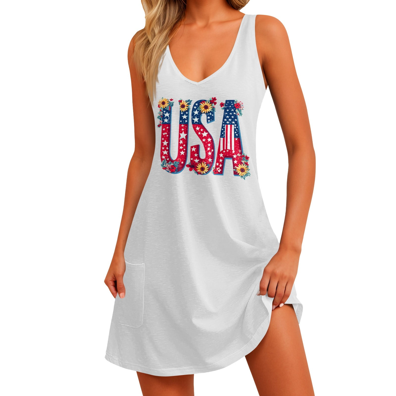 Xyxonk 4th Of July Summer Dresses for Women 2025 With Pockets Stars and ...