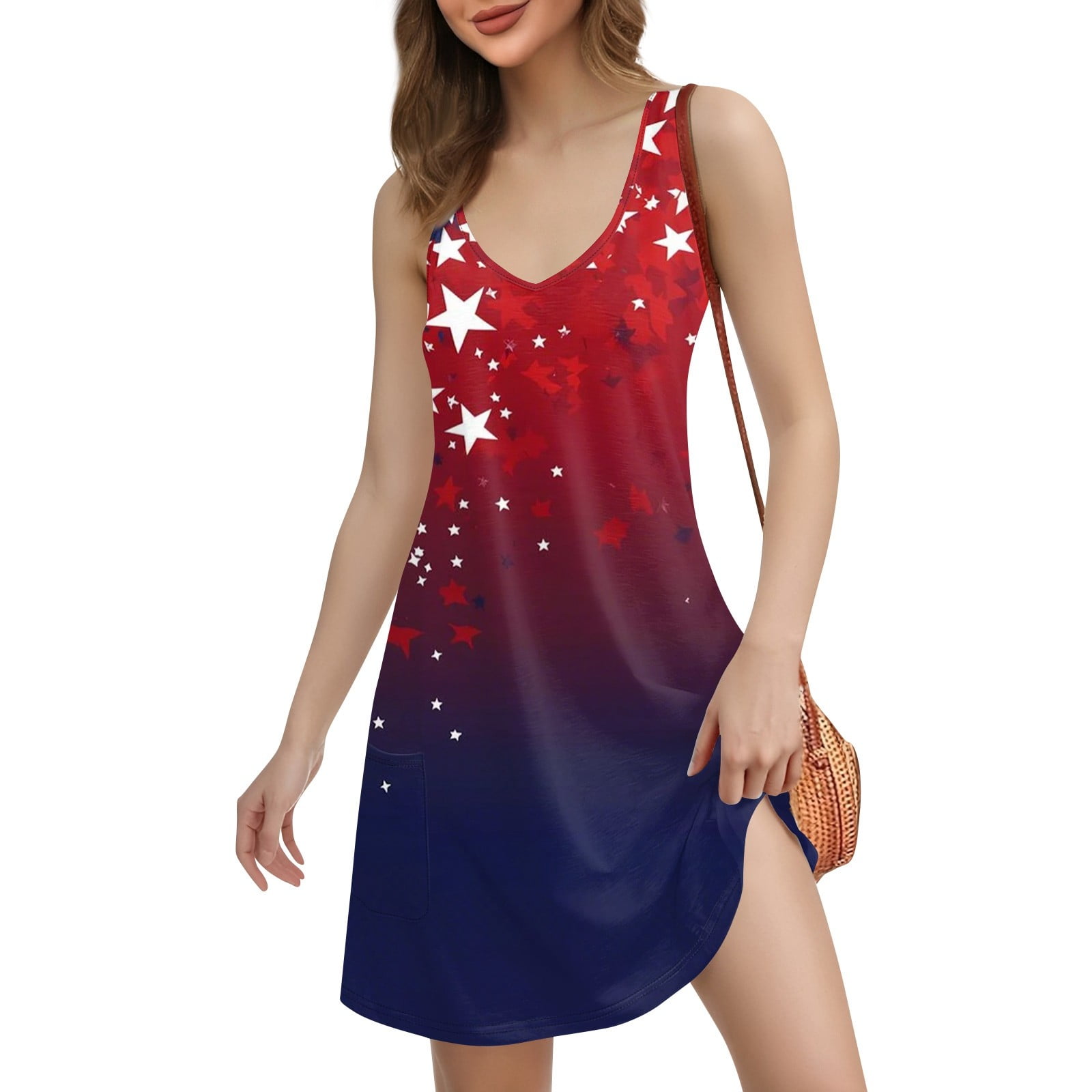Xyxonk American Flag Dresses for Women 2025 With Pockets Stars and ...