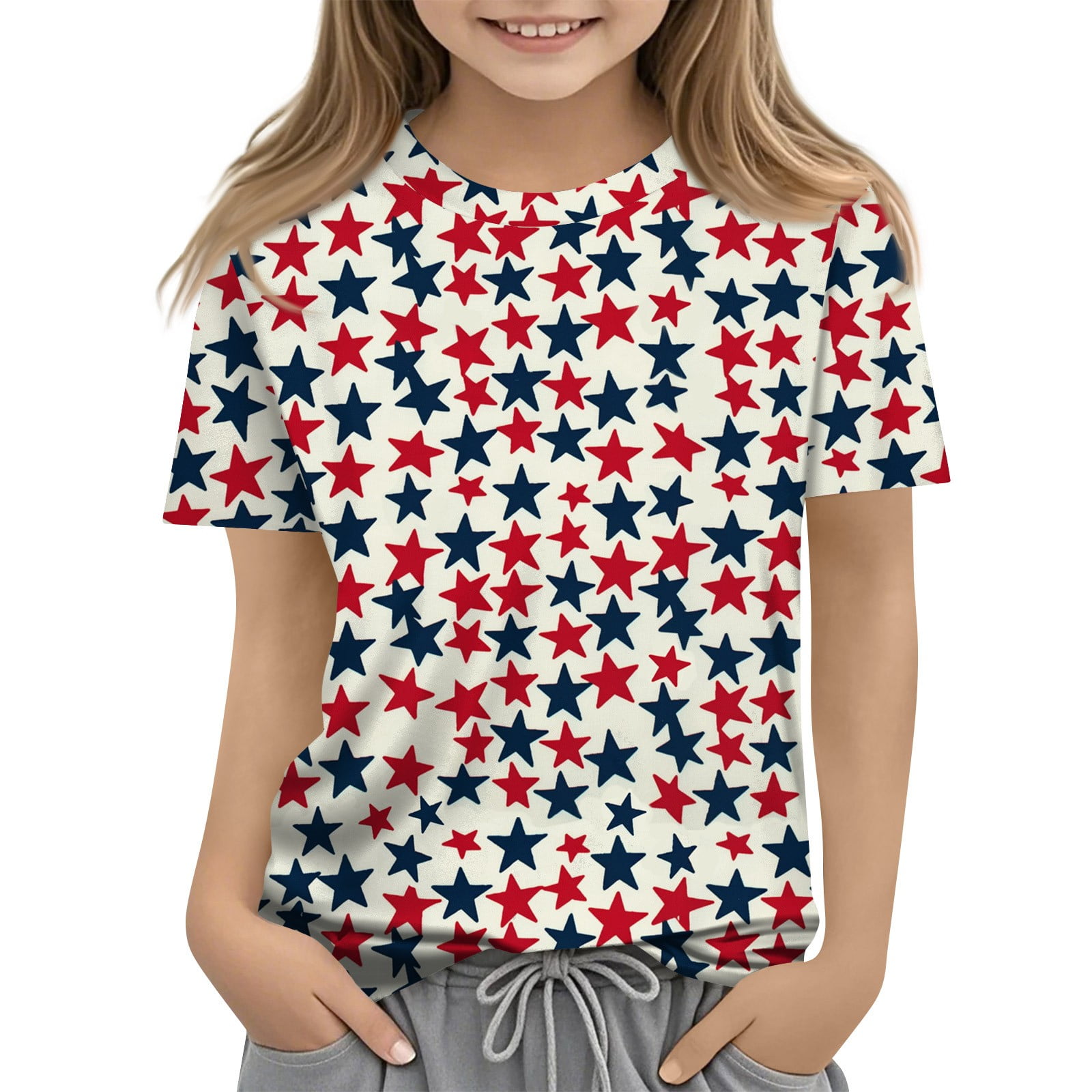 Xyxonk American Flag T-Shirts for Girls Short Sleeve 4th Of July Flag ...