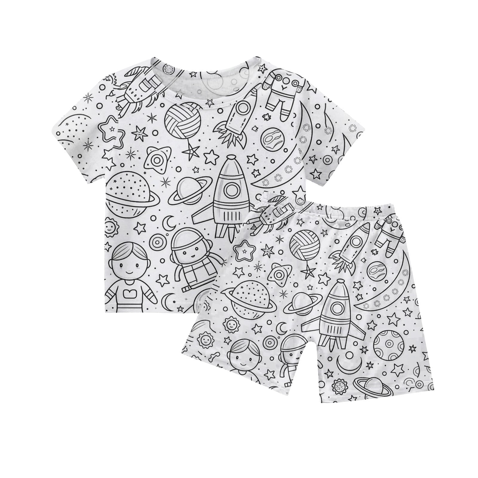 Xyxonk Colorable Pajamas for Ki‭ds Diy Hand Painted Sleepwear 2-Piece ...