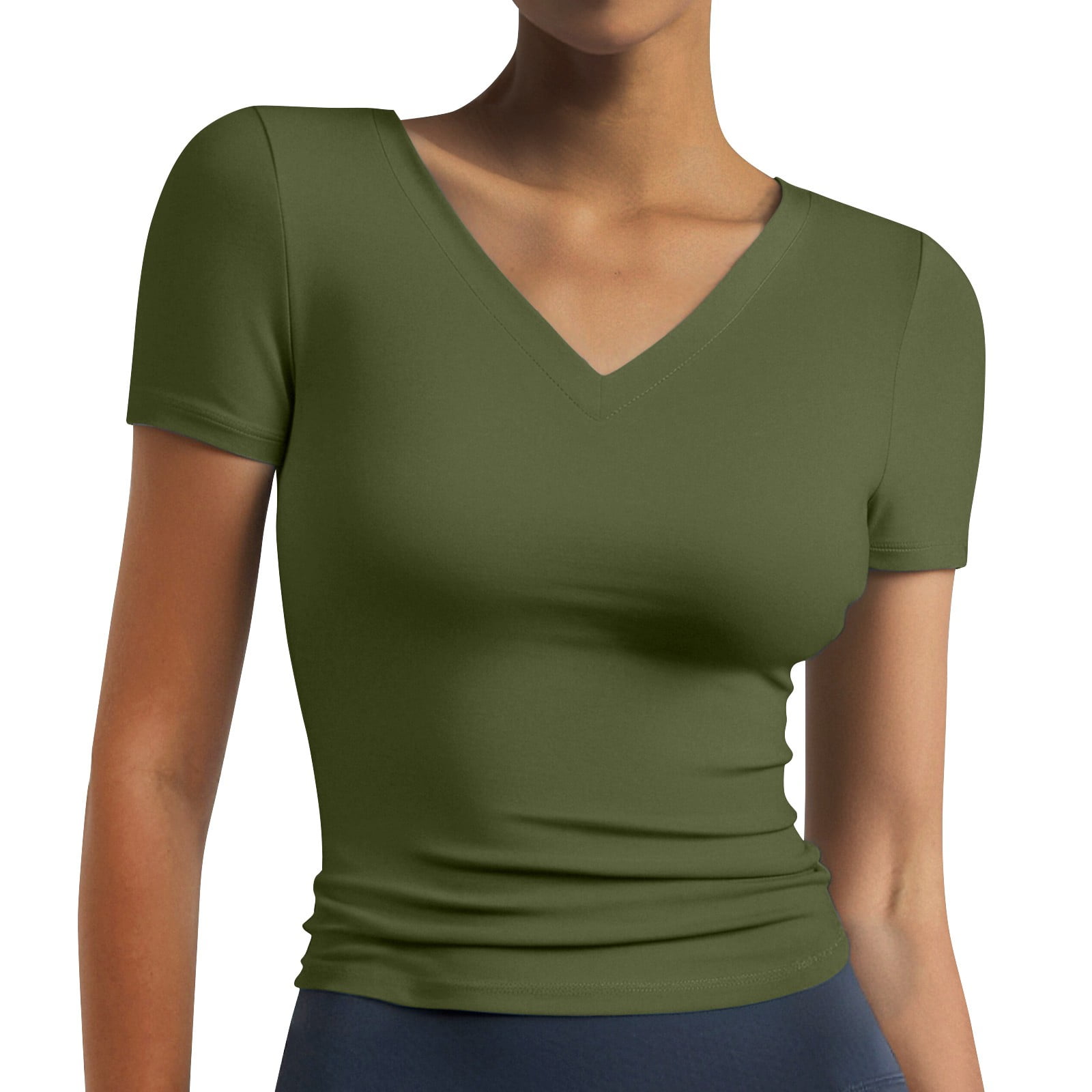 Xyxonk Crop Tops Fro Women Stretchy Ribbed Short Sleeve Tees Slim Fit ...