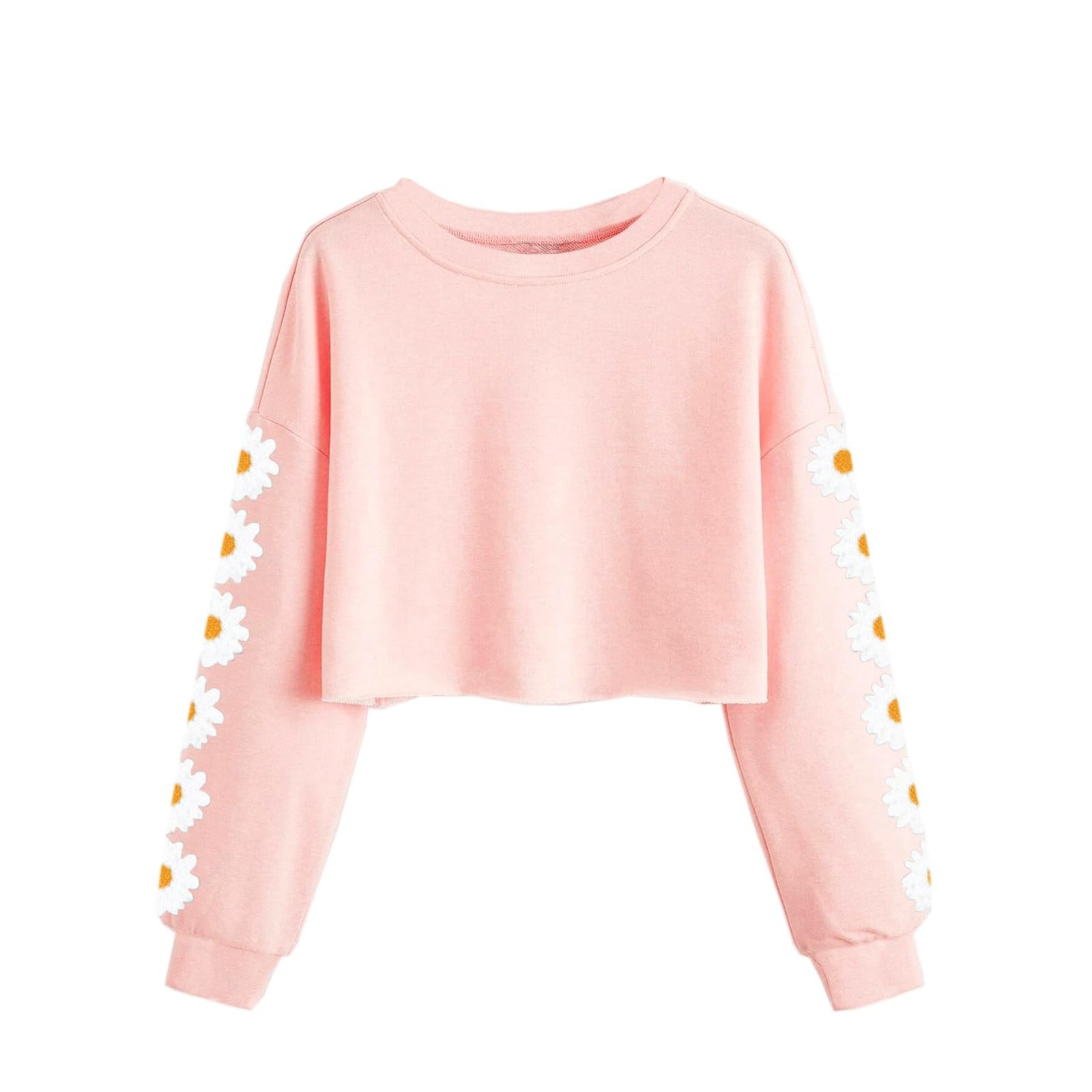 Xyxonk Girls Fall Long Sleeve Shirt Cute Daisy Prints Crop Tops Kids ...