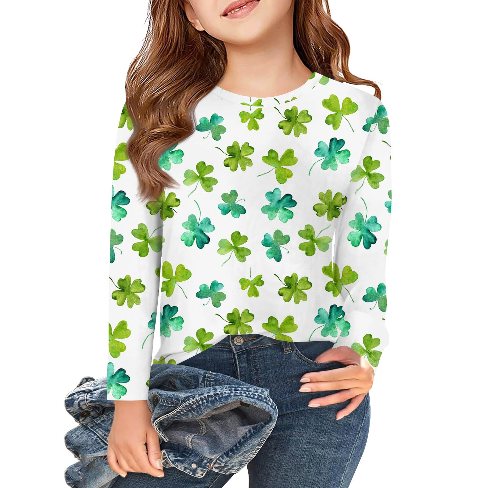 Xyxonk Girls St Patricks Day Shirt Kids Long Sleeve Round Neck Shirt ...