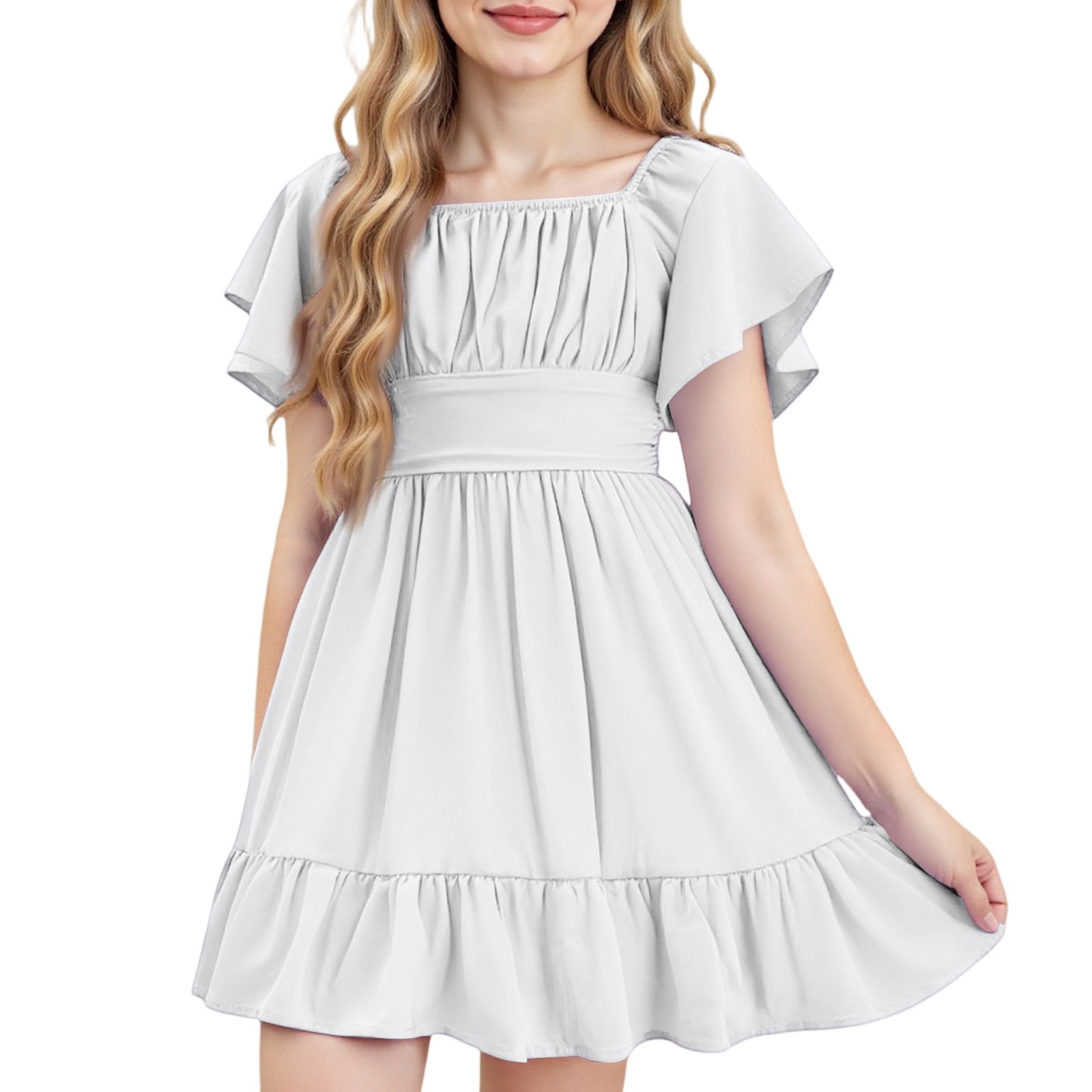 Xyxonk Girls Summer Tie Cute Skater Dress Tween Kids Backless Dress ...