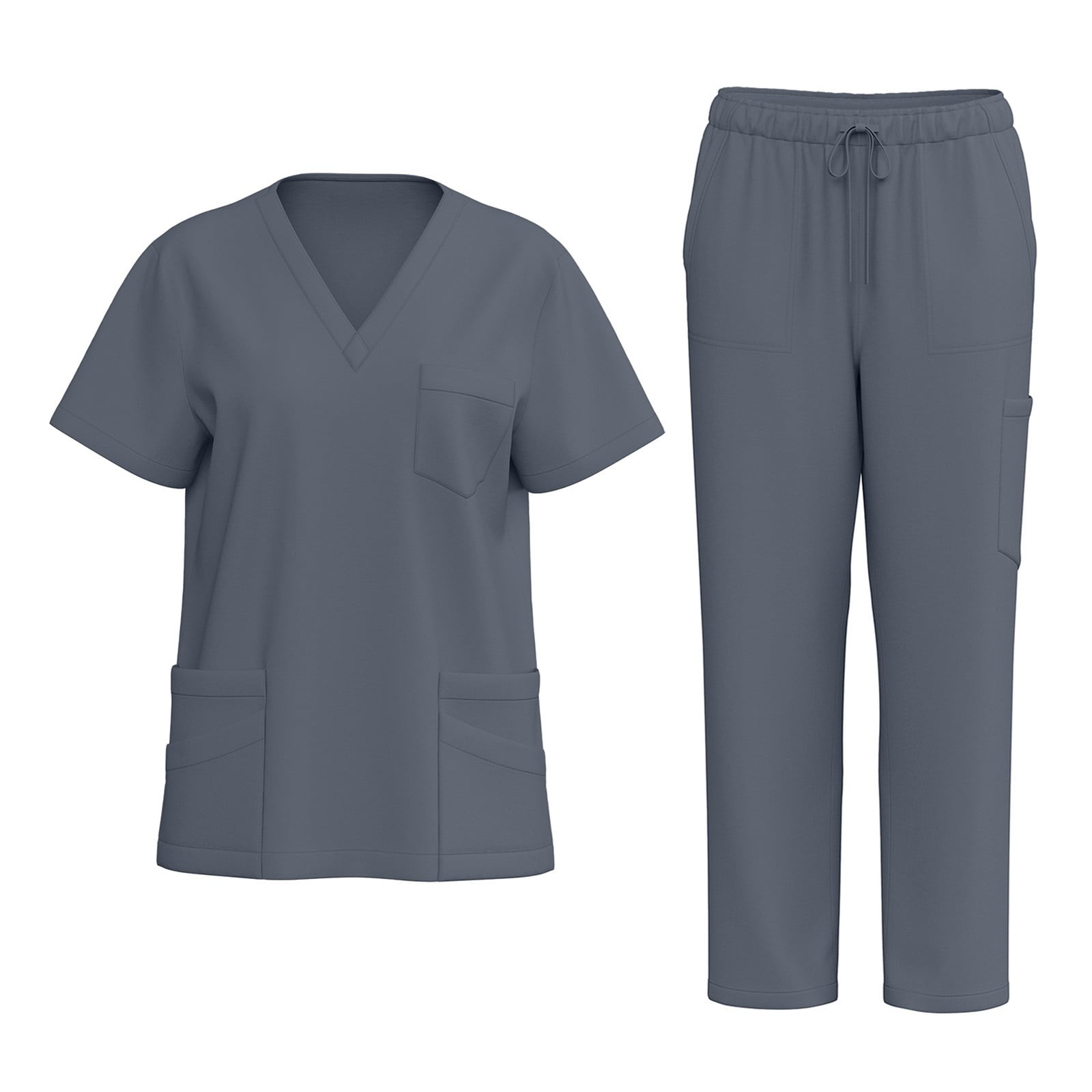 Xyxonk Gray Scrubs Sets for Women Plus Size Scrub Joggers Stretchy V ...