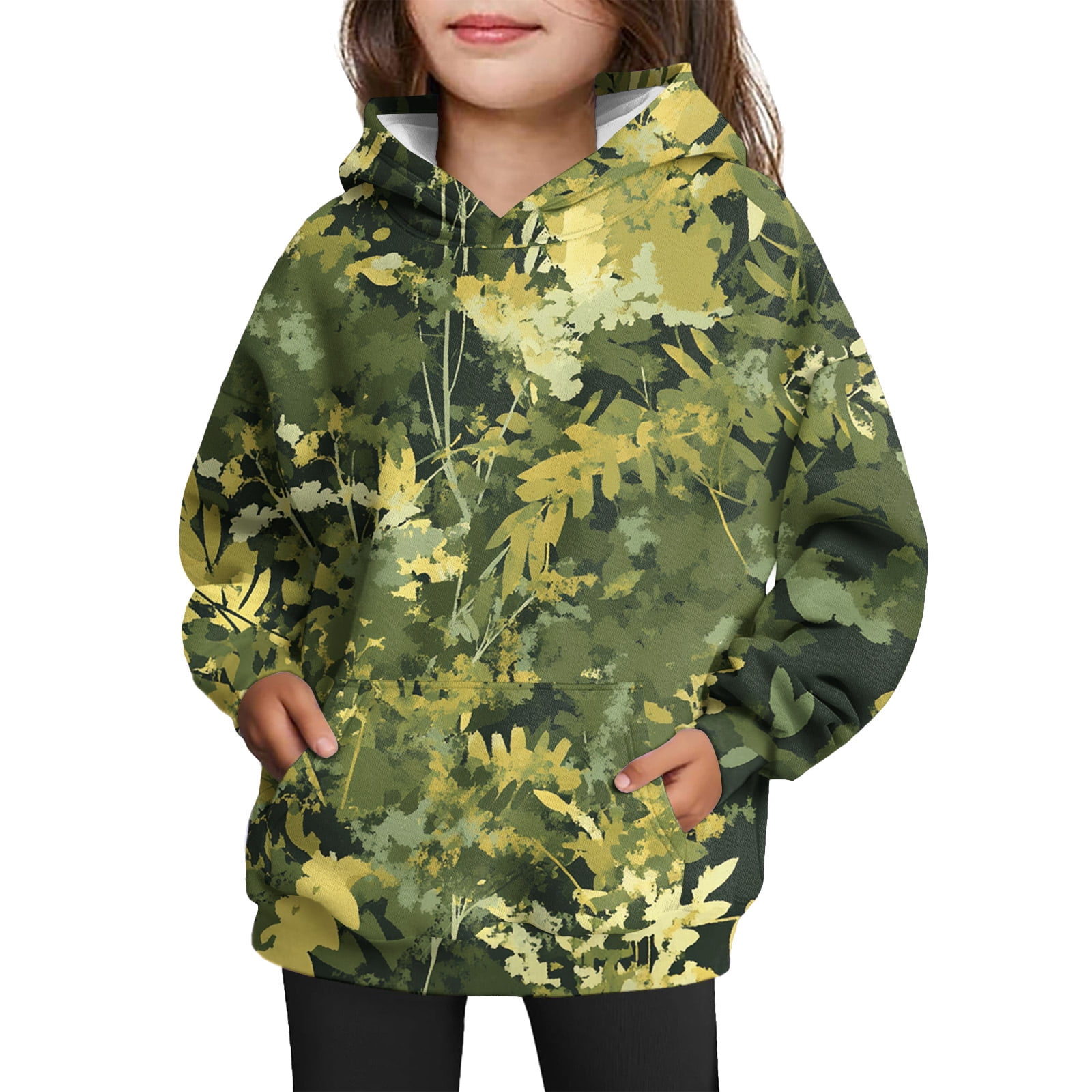 Xyxonk Hoodies for Girls Cute Camo Size 10-12 Long Sleeve Maple Leaf ...