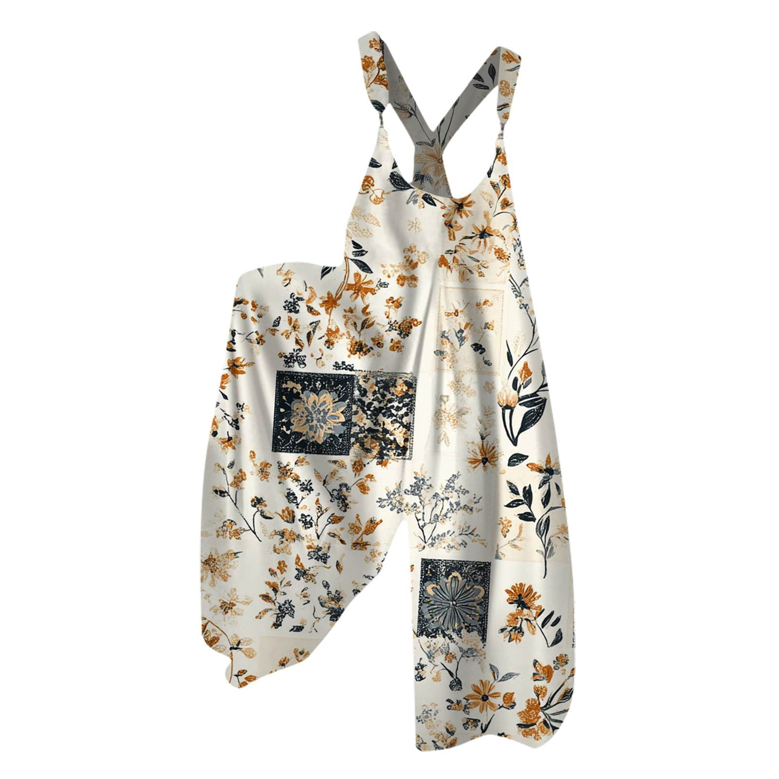 Xyxonk Jumpsuits for Women Boho Bib Plus Size Jumpers Pants Floral ...