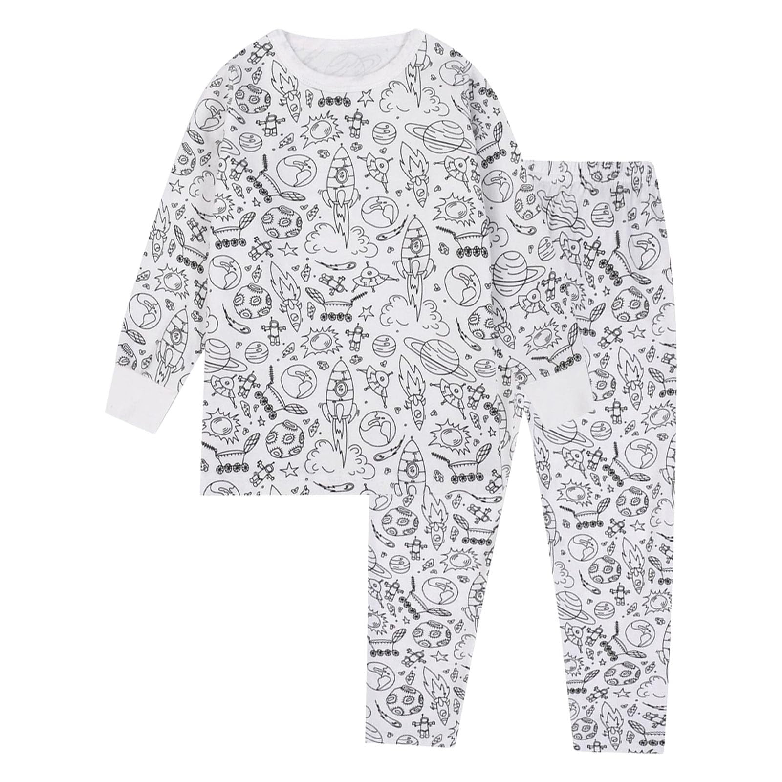Xyxonk Kids Coloring Pajamas Sets Colouring Cute Pajama Sets for Boy ...
