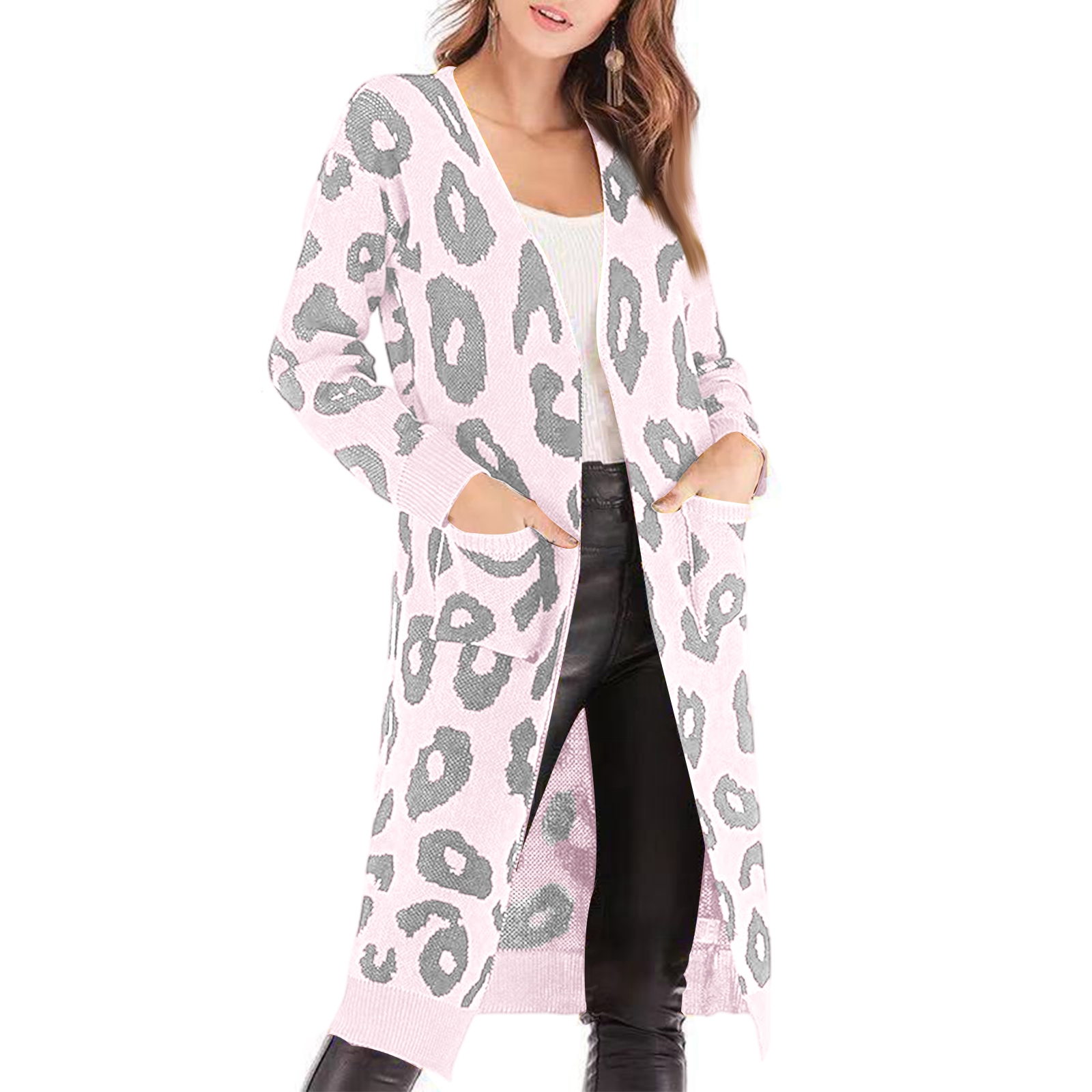Xyxonk Leopard Cardigan for Women Fall Winter Long Sleeves Sweater Open ...