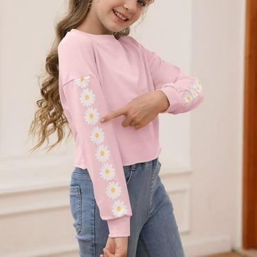 Xyxonk Girls Long Sleeve Shirt Trendy Plain Tee Shirt Crewneck Size 10 ...