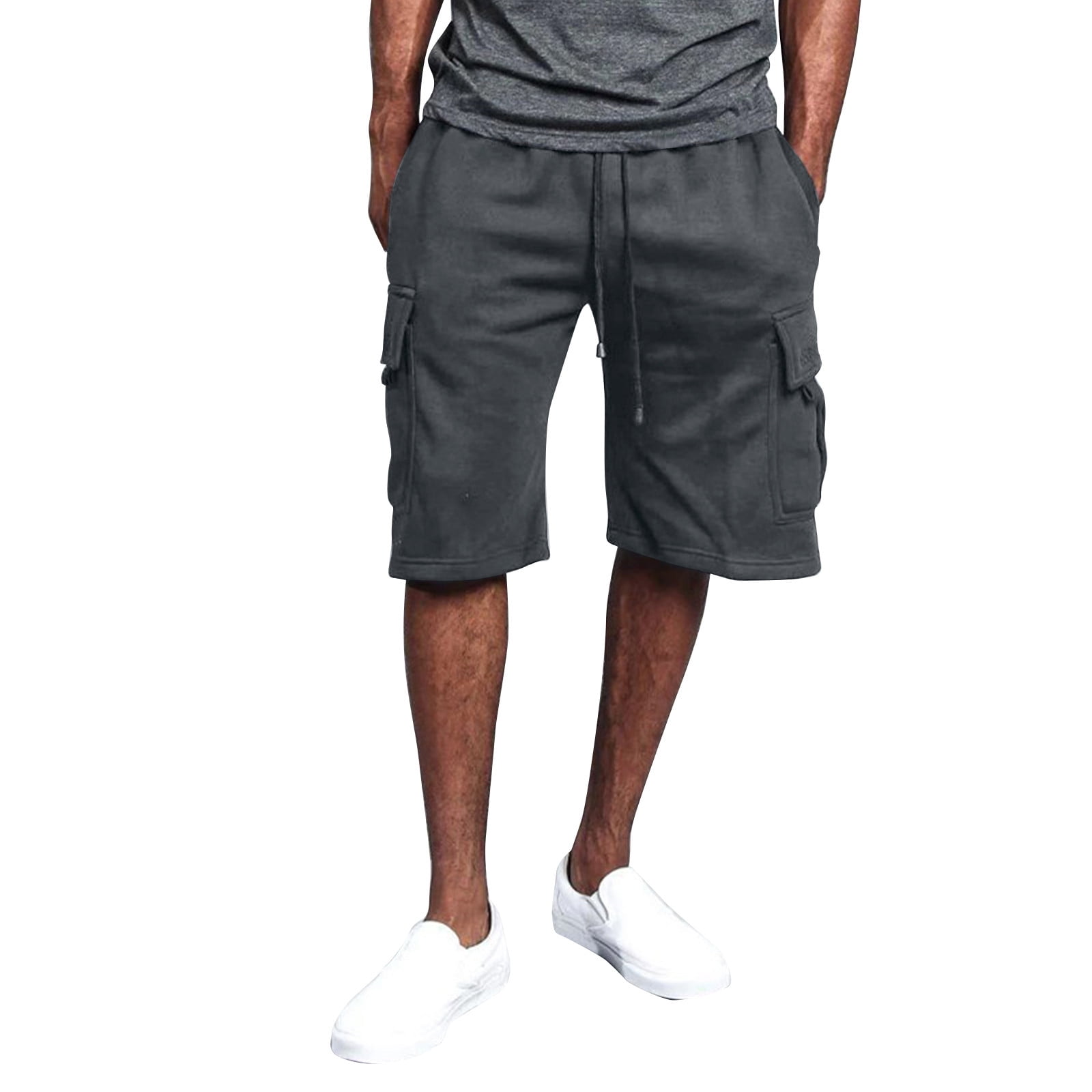 Xyxonk Mens Cargo Shorts Relaxed Fit Solid Color Shorts Urban Tactical ...