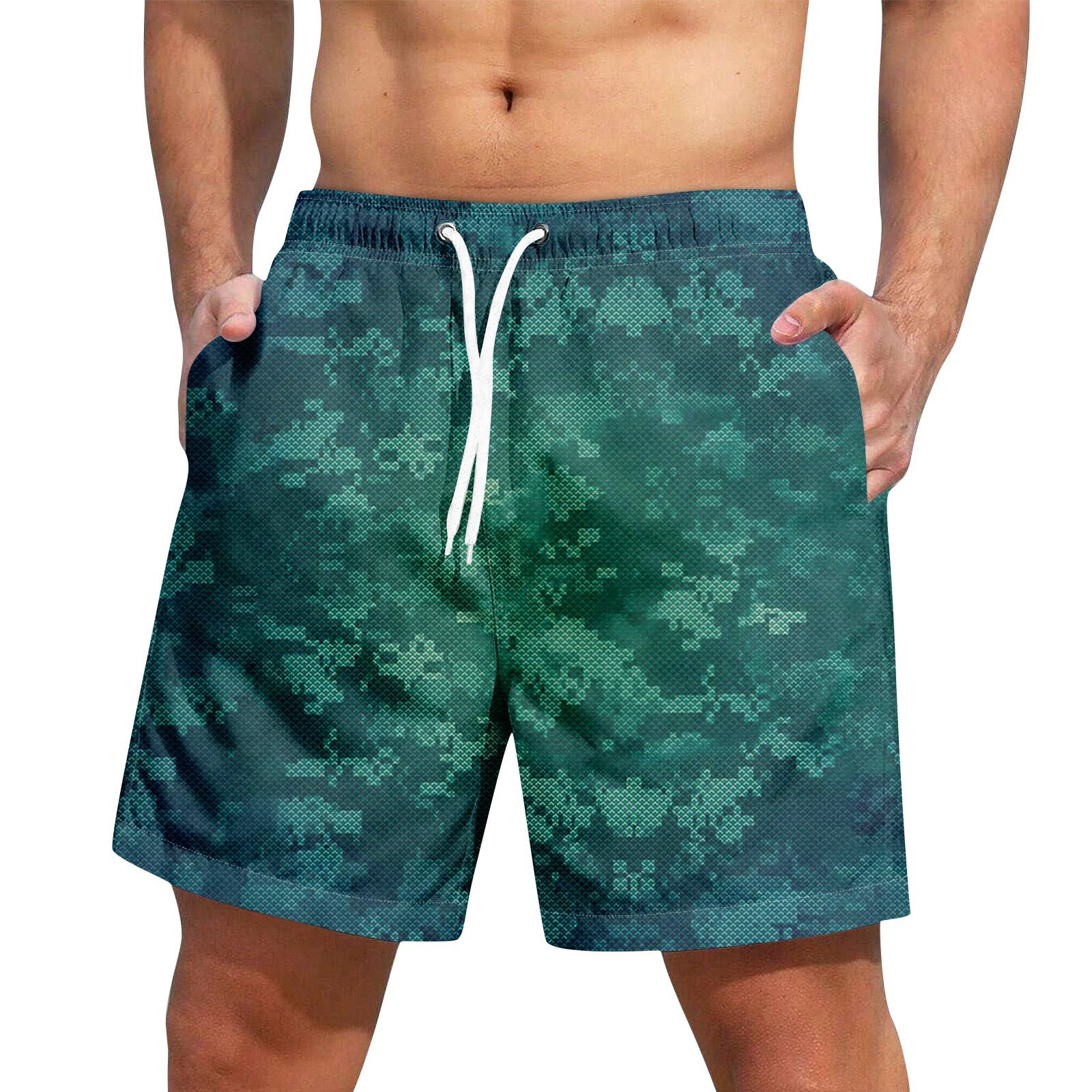 Xyxonk Mens Swim Trunks 5 Inch Inseam Quick Dry Striped Summer Swimming ...