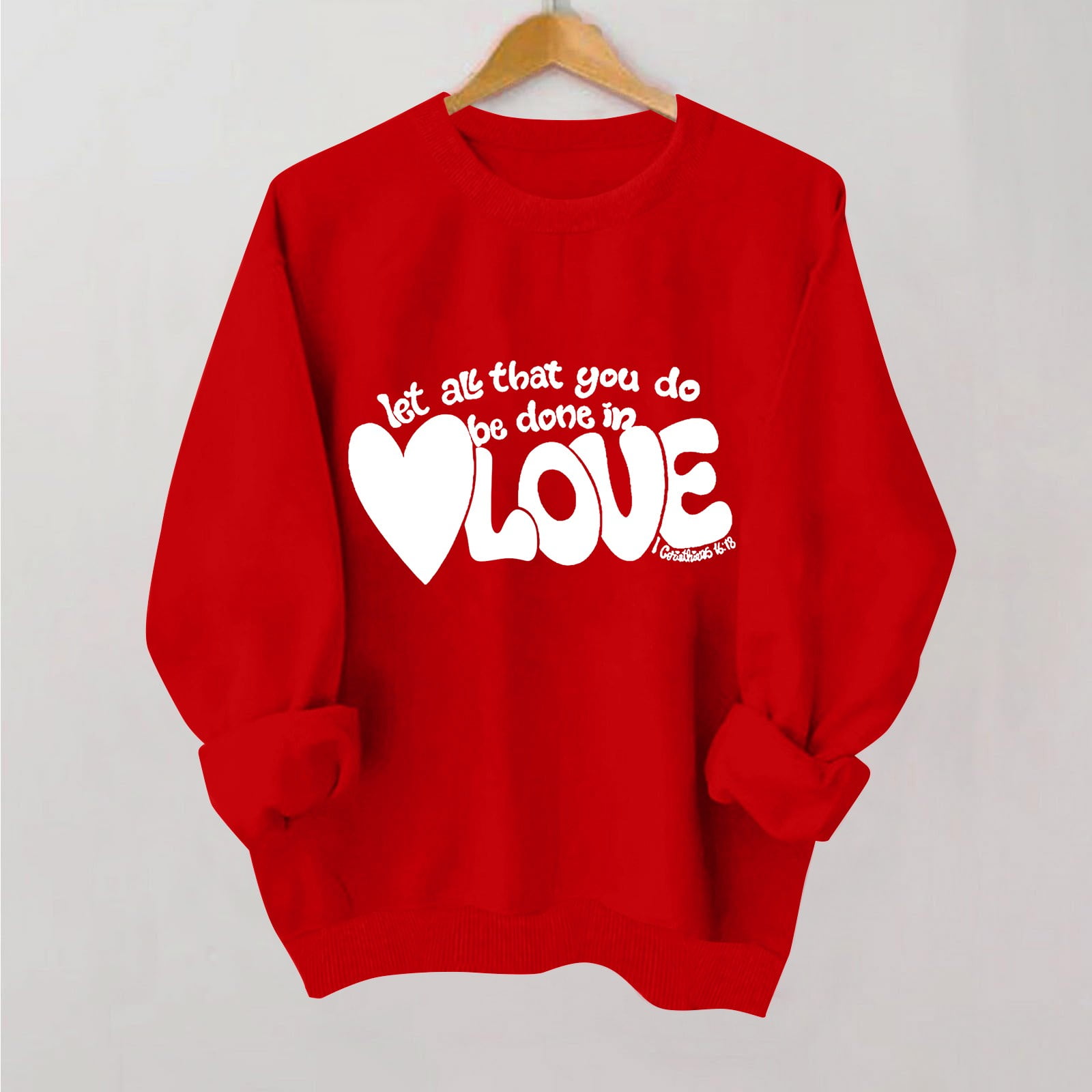 Xyxonk Merry Sweatshirts for Women Cute Heart Love Long Sleeve Shirt Plus Size Valentine ...