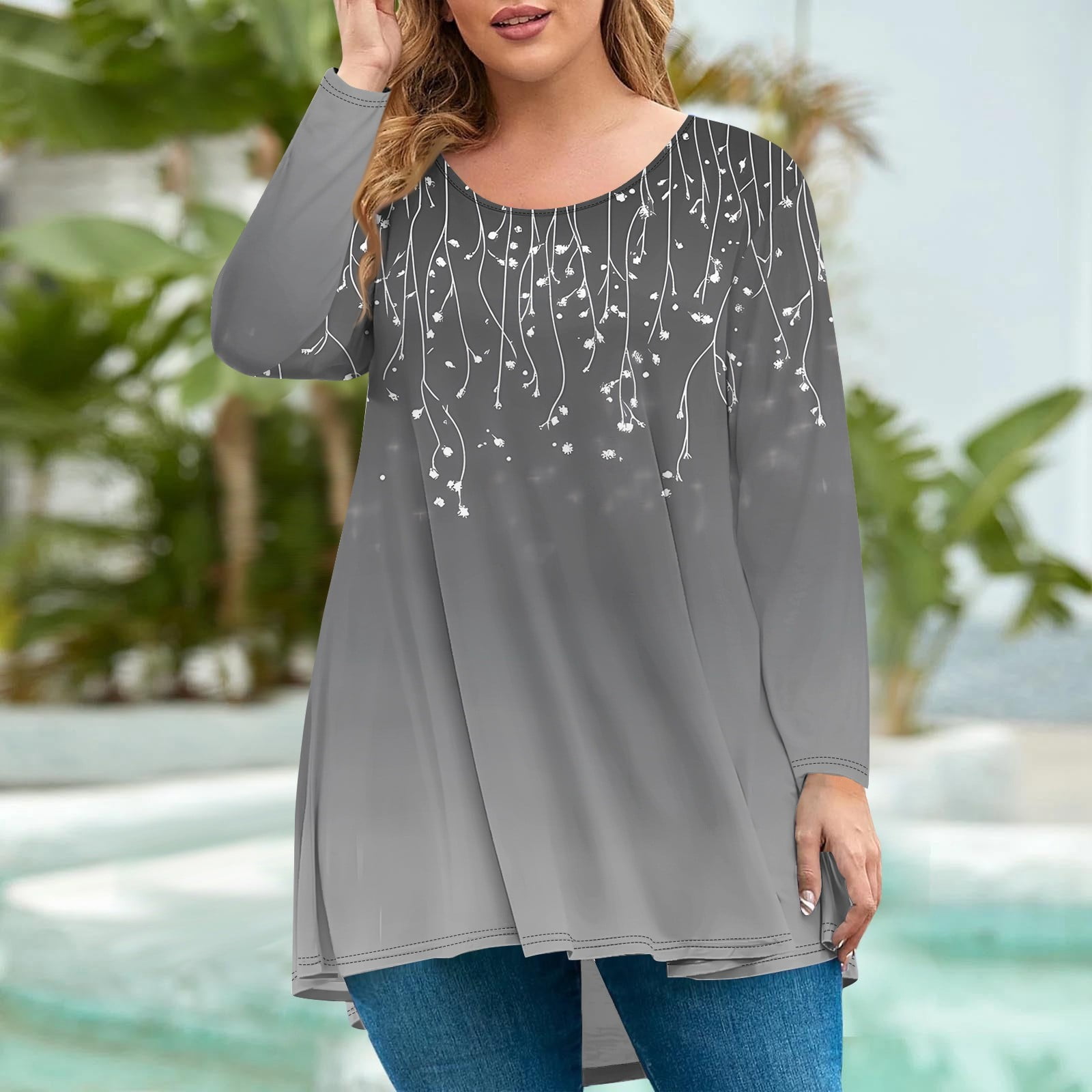 Xyxonk Plus Size Blouses for Women Fashion Plus Size Womens Tunics Crew ...
