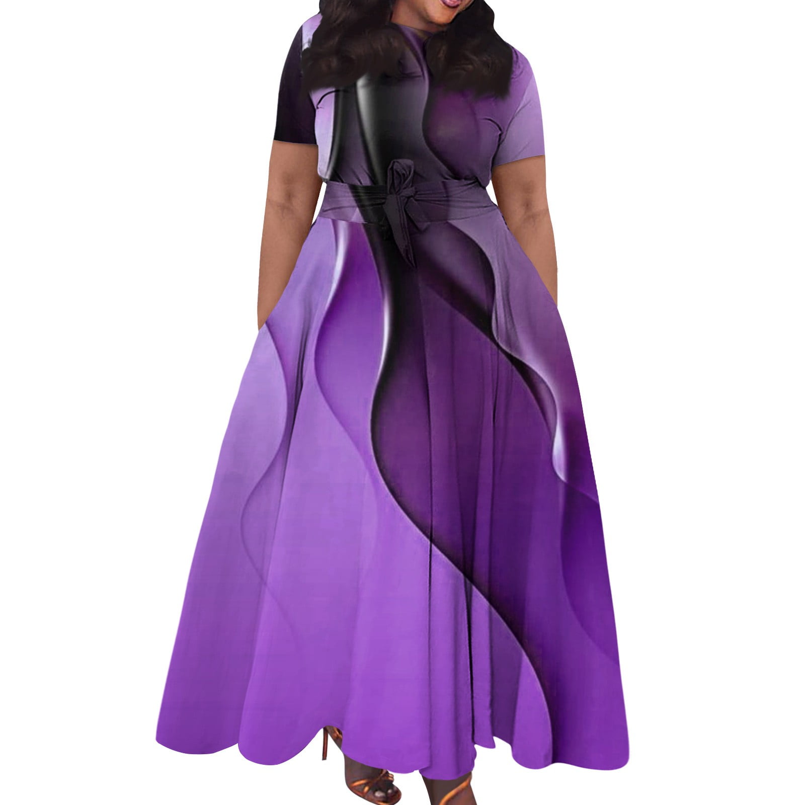Xyxonk Plus Size Dresses for Women Trendy Knee Lengh Short Sleeve ...