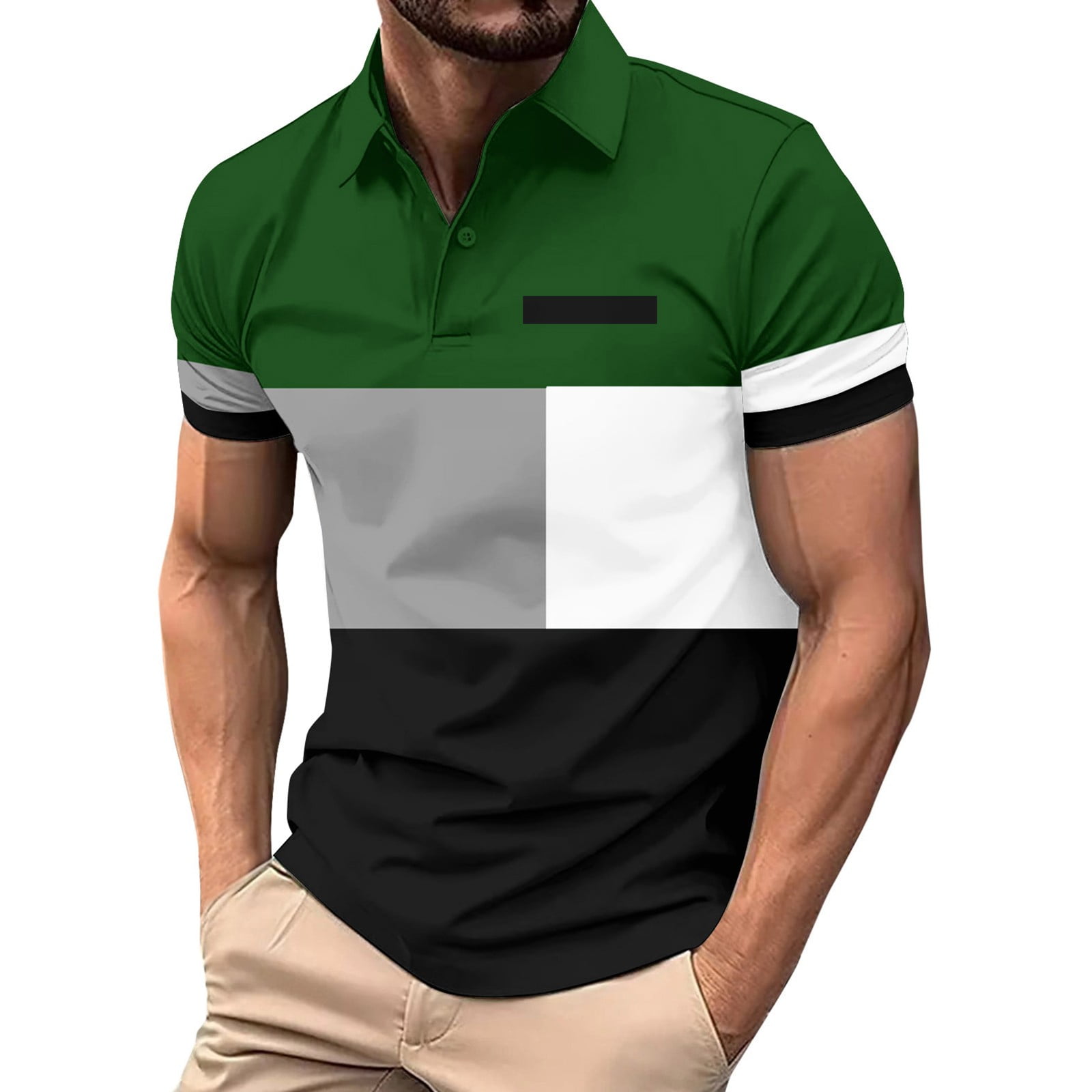 Xyxonk Polo Shirts for Men Multiple Striped Short Sleeve T-Shirts ...