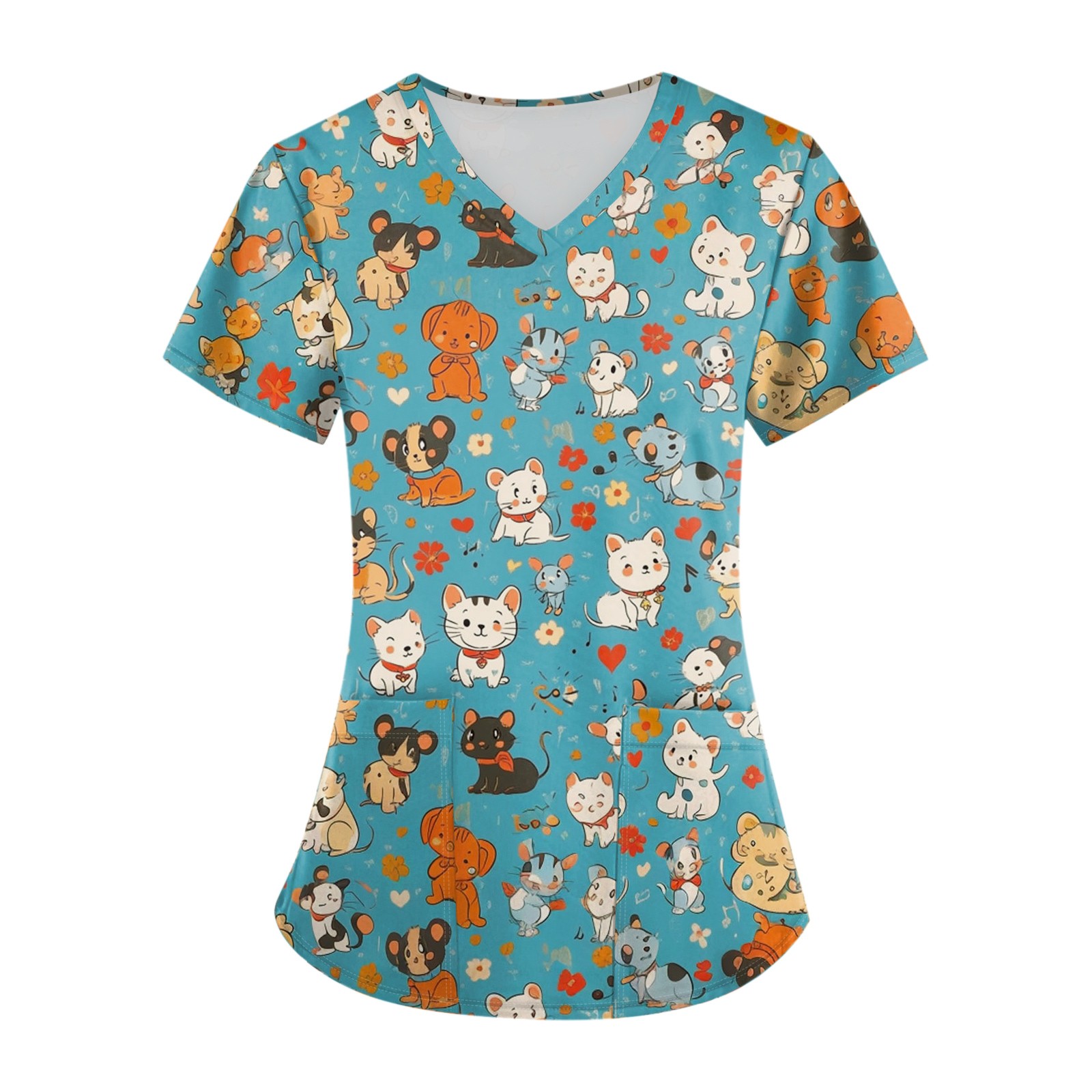 Xyxonk Scrub Tops Women's Funny Printed Plus Size V Neck Shirts Fashion ...