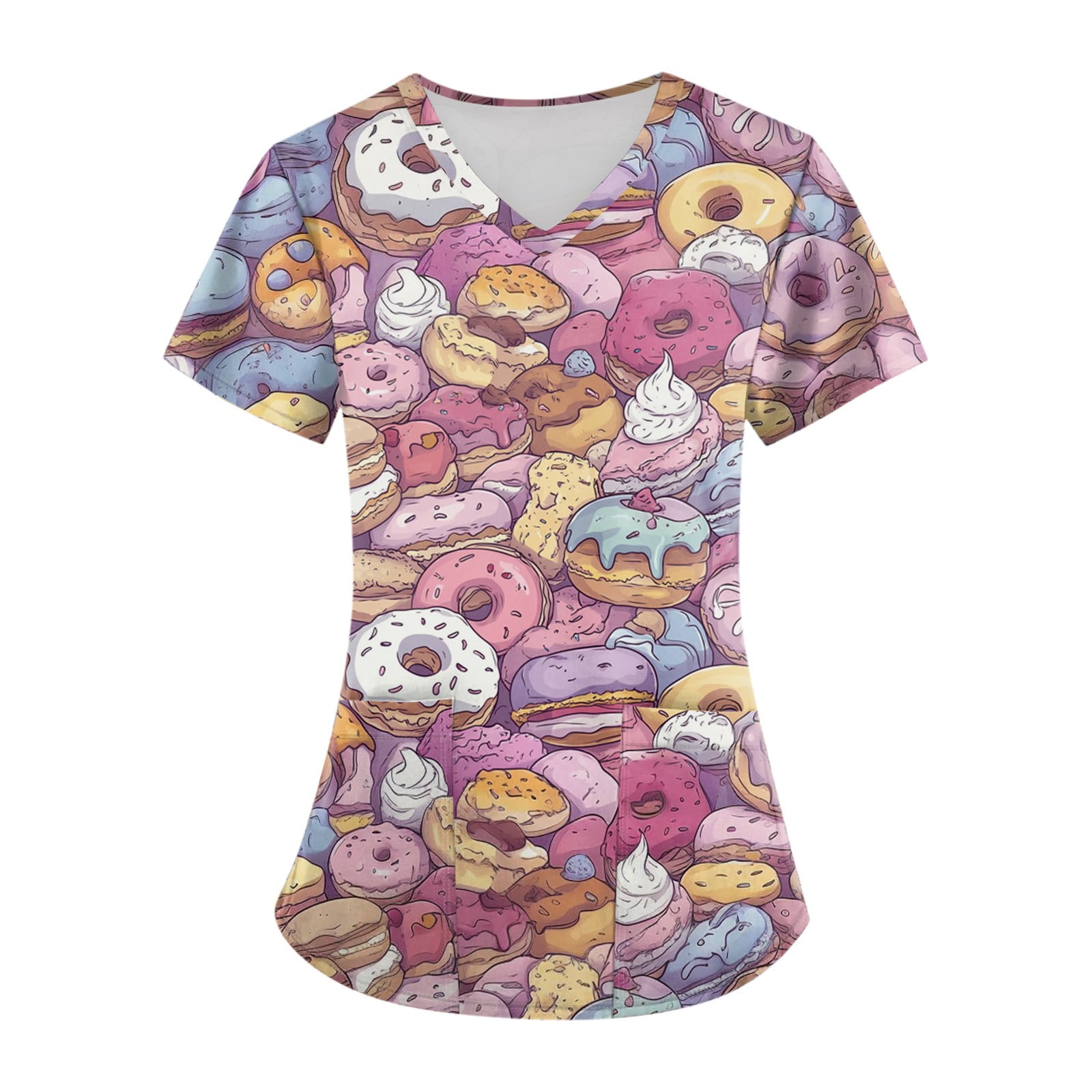 Xyxonk Scrub Tops for Women Funny Printed Plus Size V Neck Shirts ...