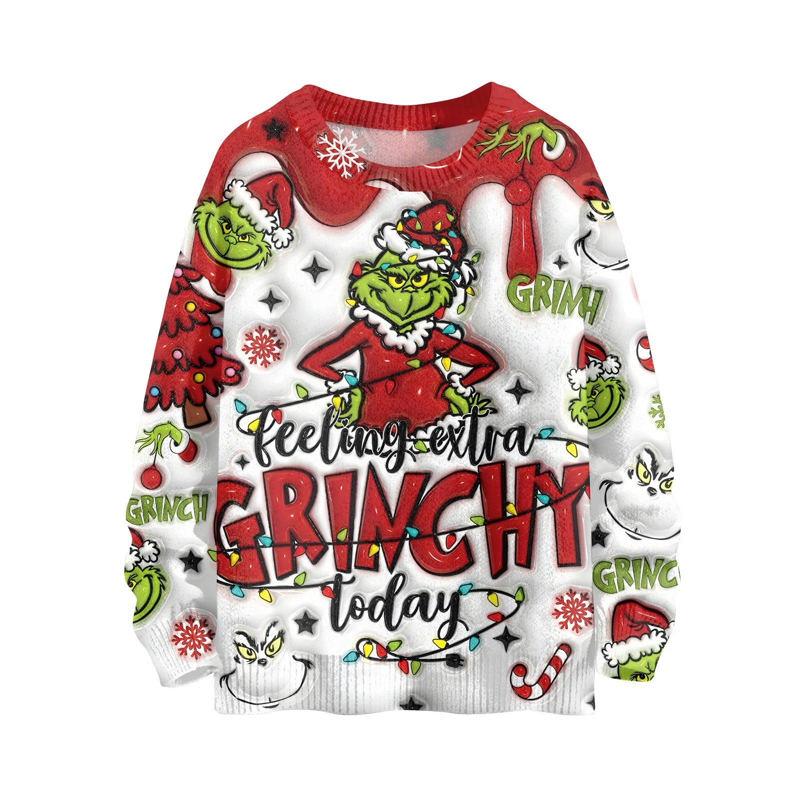 Xyxonk Women's Plus Size Grinch Sweatshirt Long Sleeve Cable Knit ...