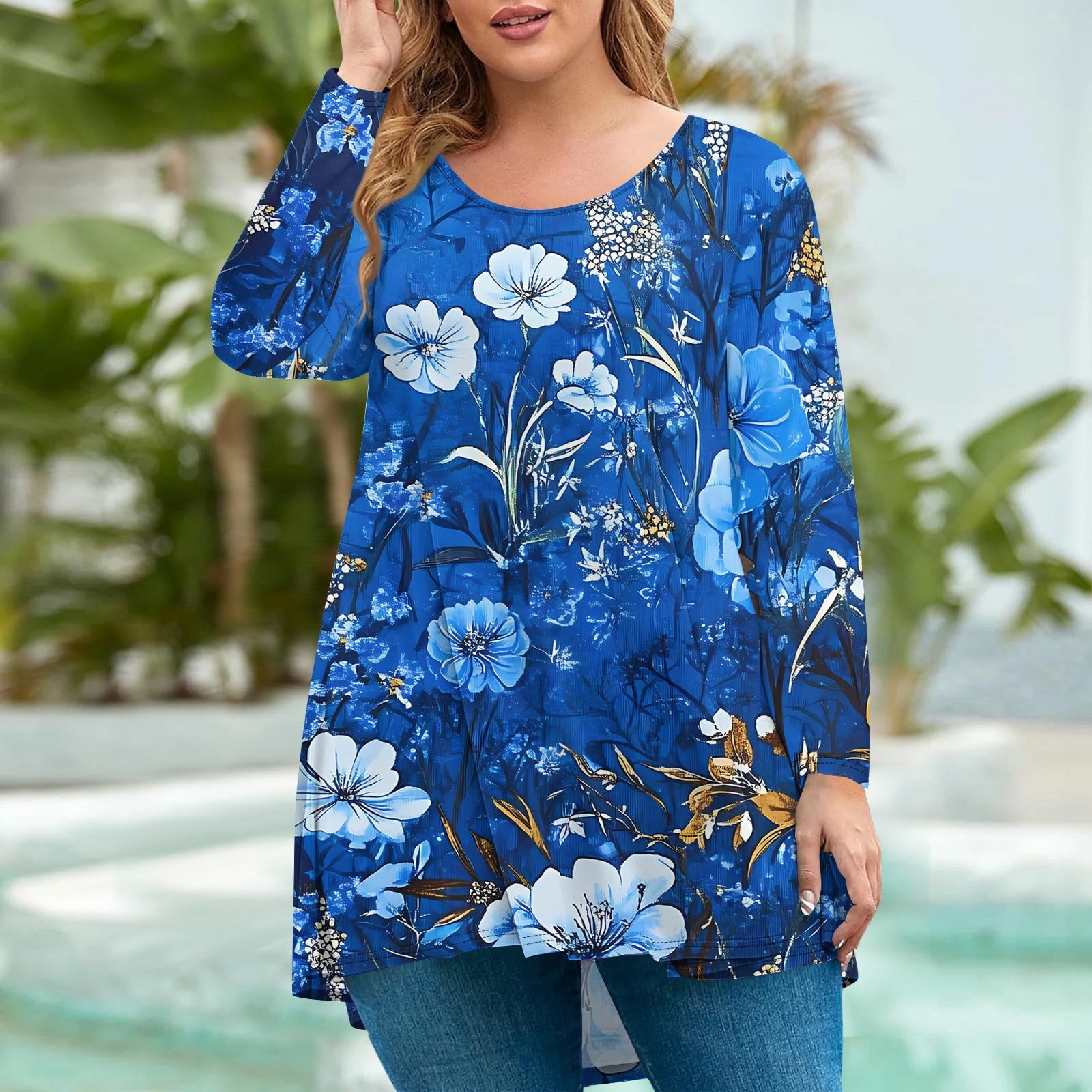 Xyxonk Womens Plus Size Fall Tops 4x-5x Sexy Long Sleeve Tunic Tops ...