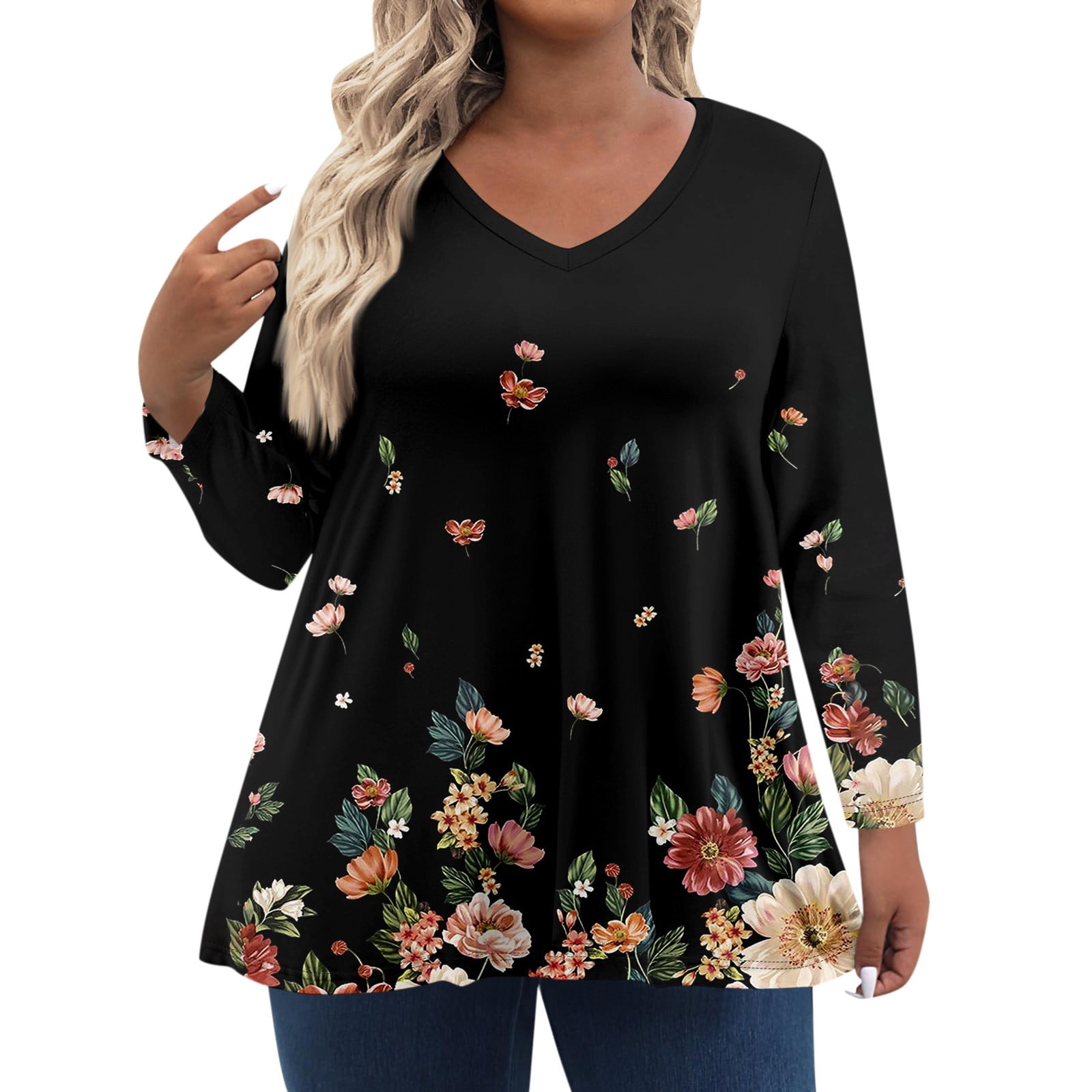 Xyxonk Womens Plus Size Tops 4x-5x Trendy Long Sleeve Tunics Shirts ...