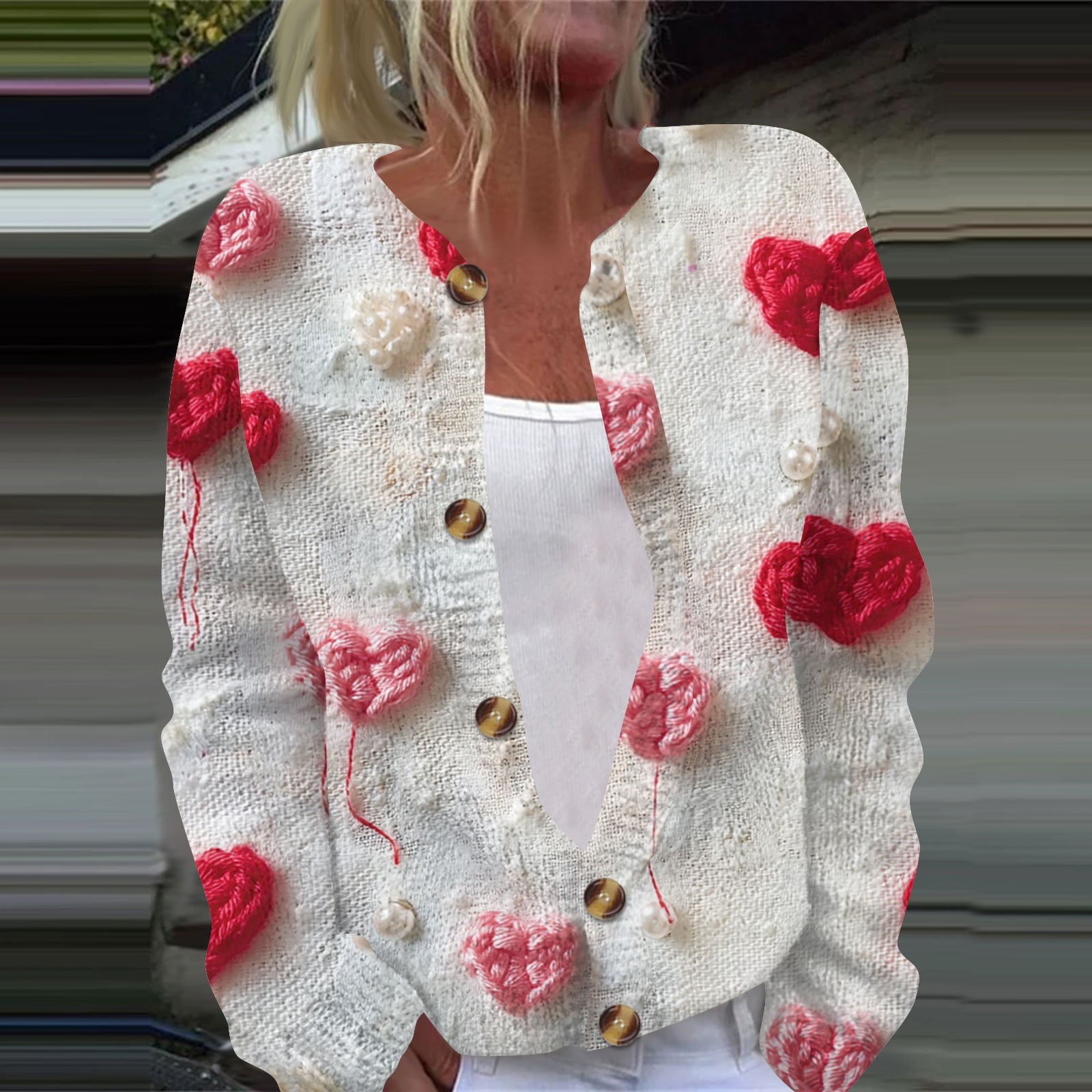 Xyxonk Womens Valentine's Day Cardigan Sweaters Plus Size Open Front ...
