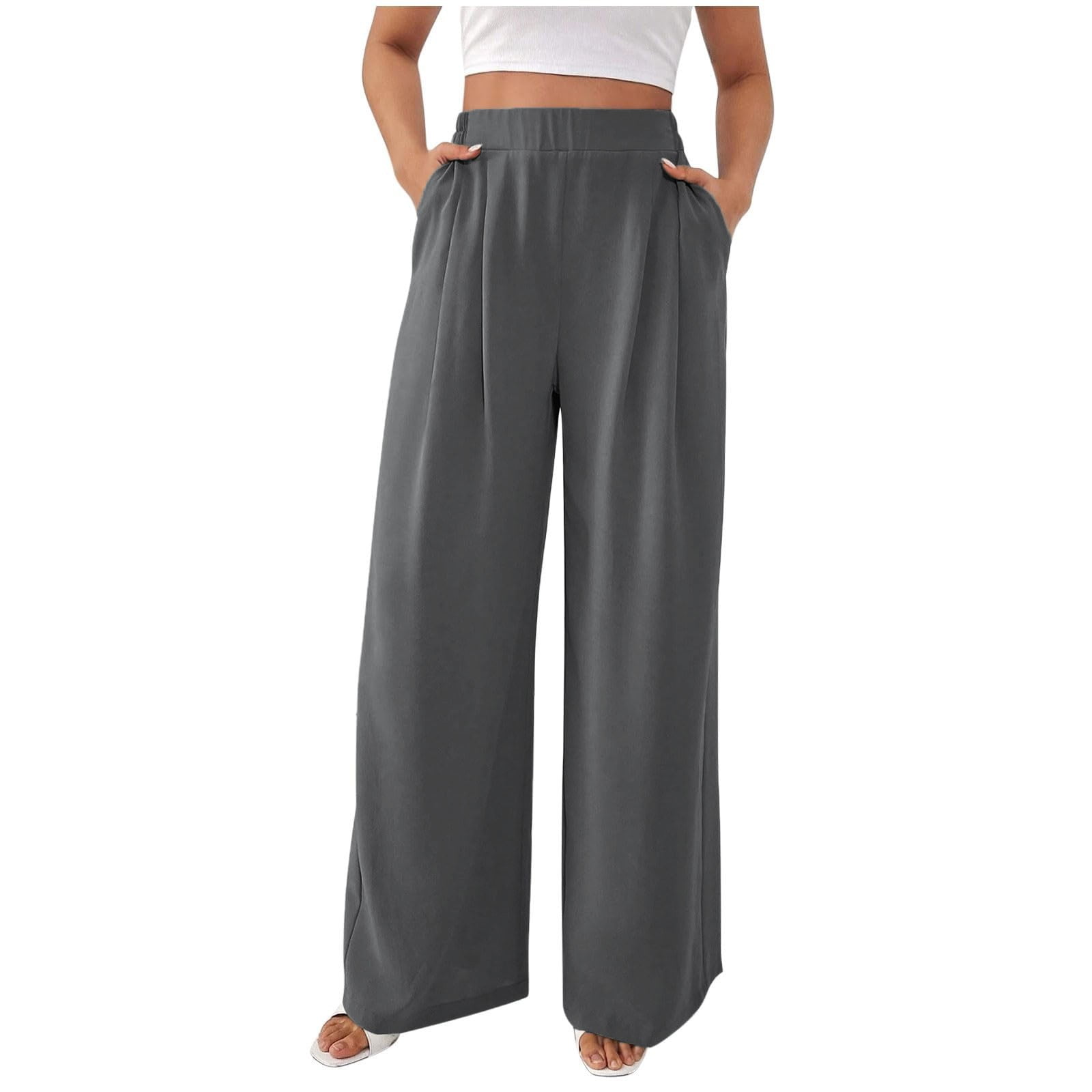 Xyxonk Womens Wide Leg Stretchy Work Pants 2025 Trendy High Waist ...