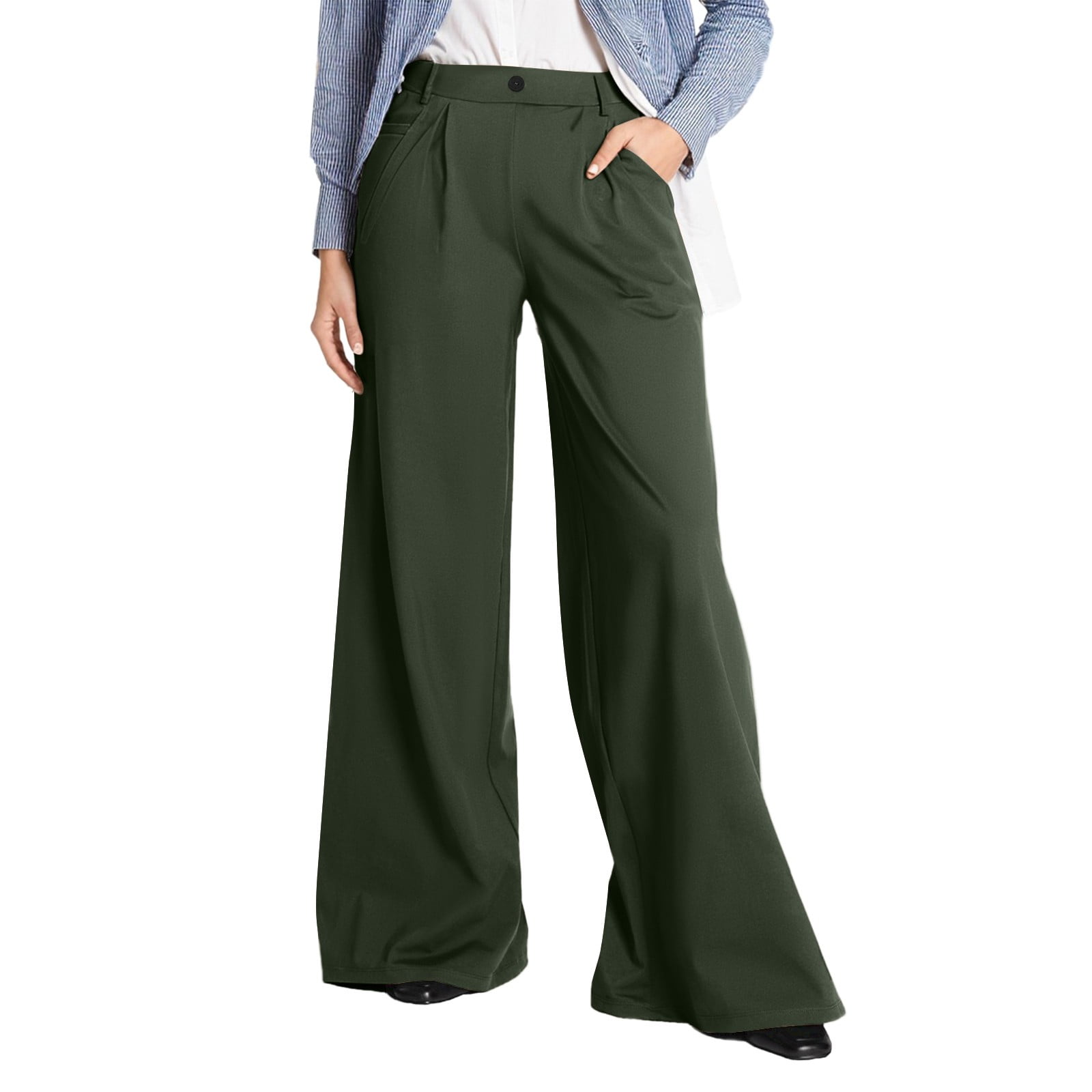 Xyxonk Work Pants for Women 2025 Trendy High Waist Wide Leg Palazzo ...