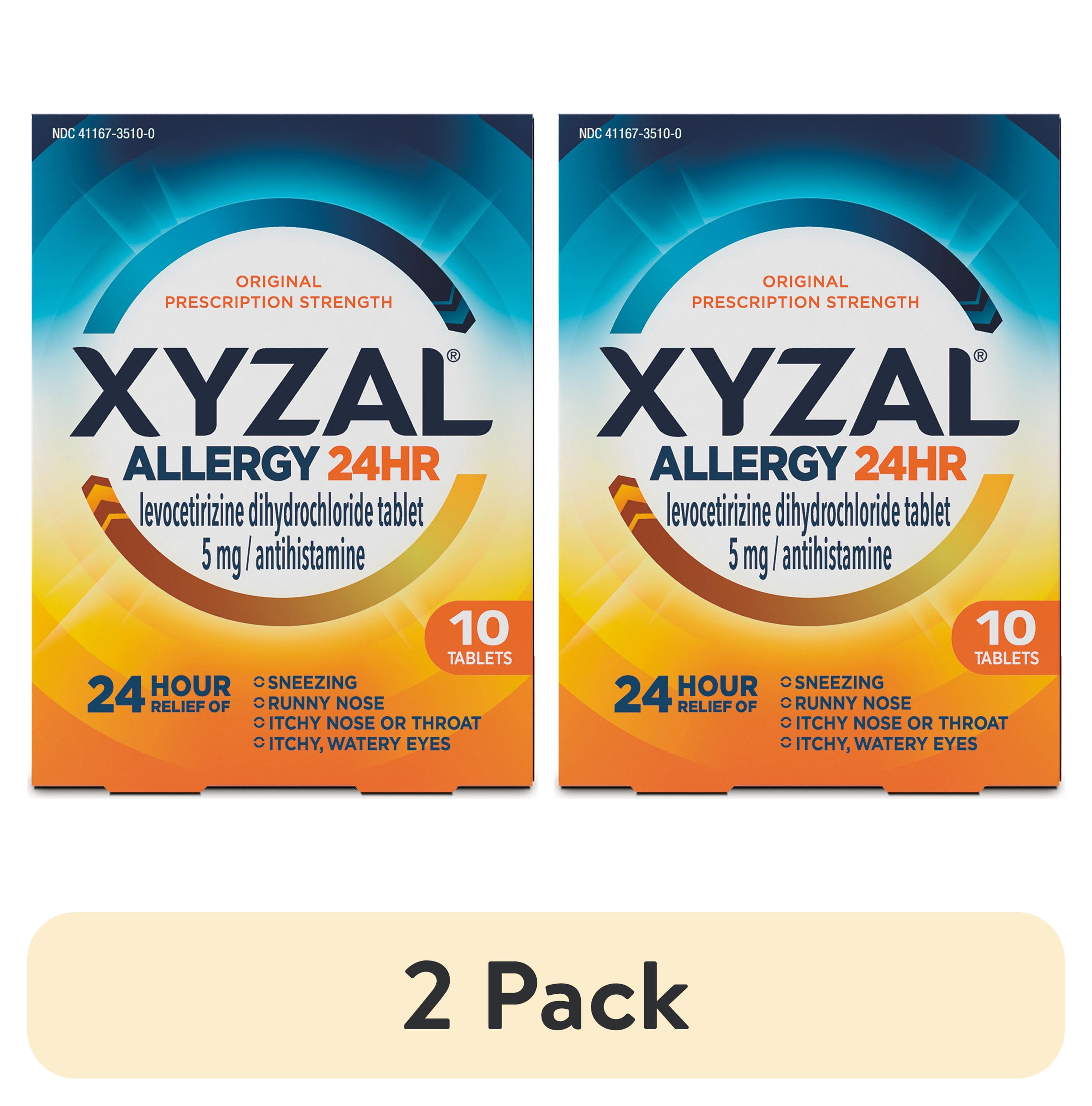 (2 pack) Xyzal Allergy Relief 24-Hour Antihistamine Tablets, Original Prescription Strength, 5 ...