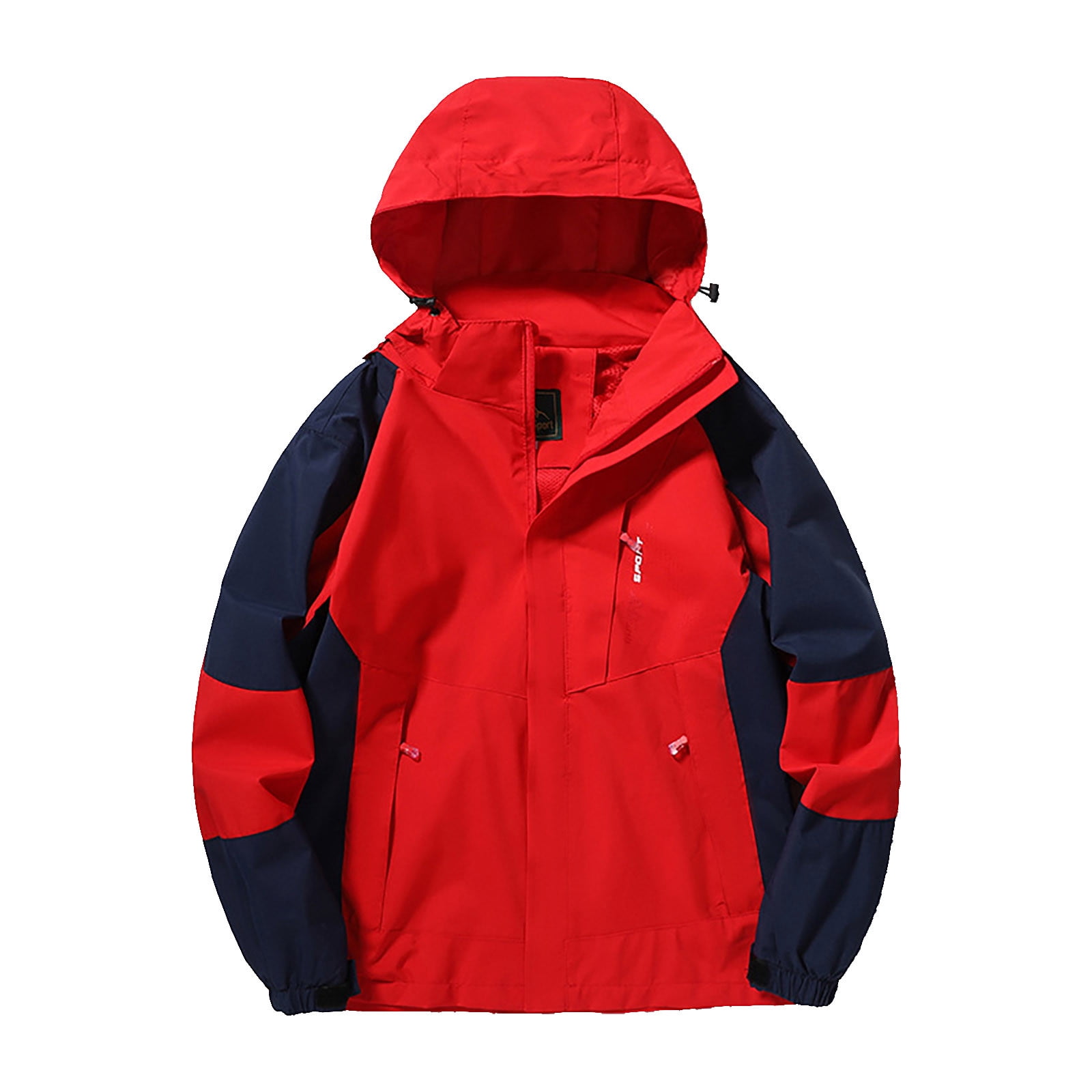 Xzbqbs Men's Hooded Rain Jacket Fashion Color Block Outdoor Raincoat ...
