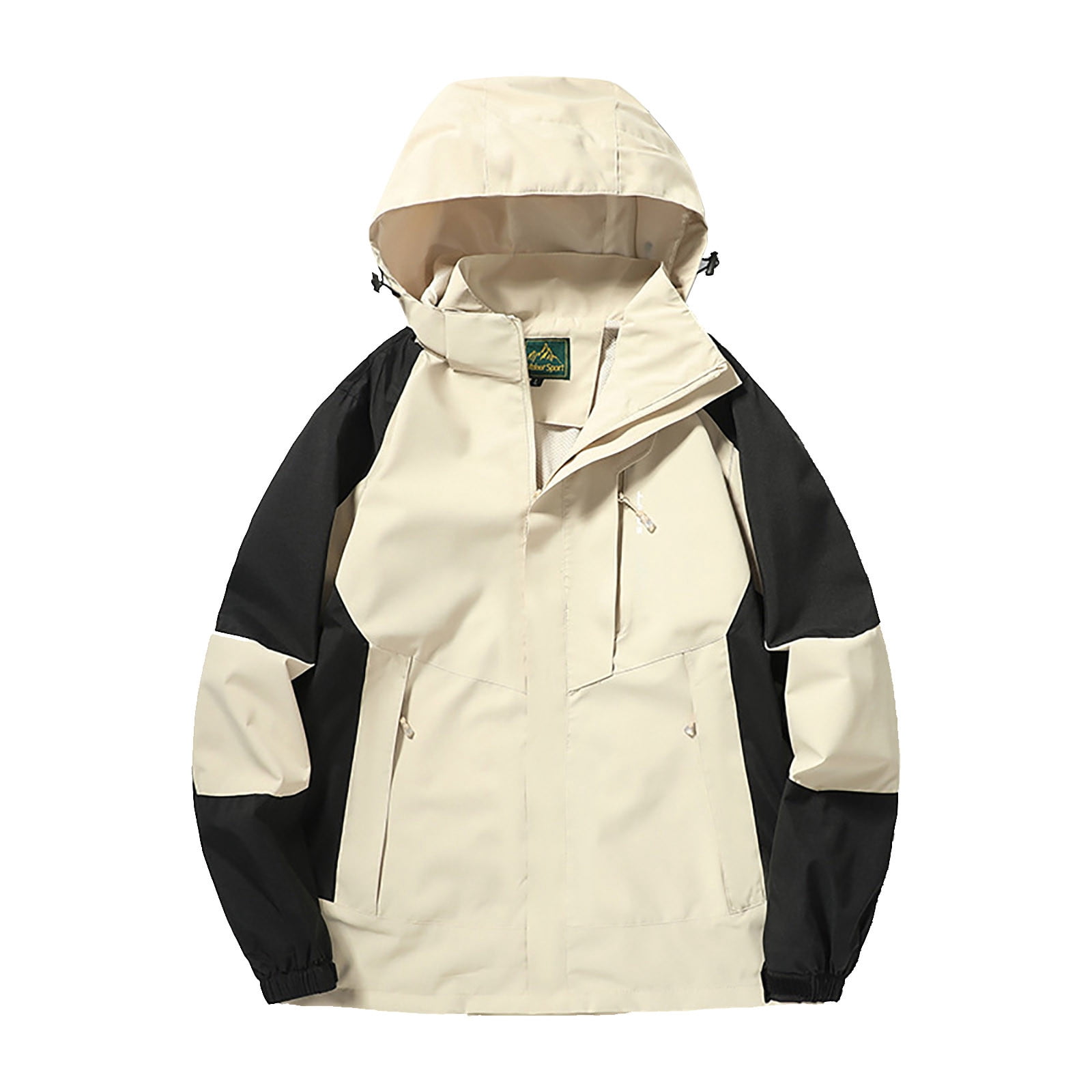 Xzbqbs Men's Hooded Rain Jacket Fashion Color Block Outdoor Raincoat ...