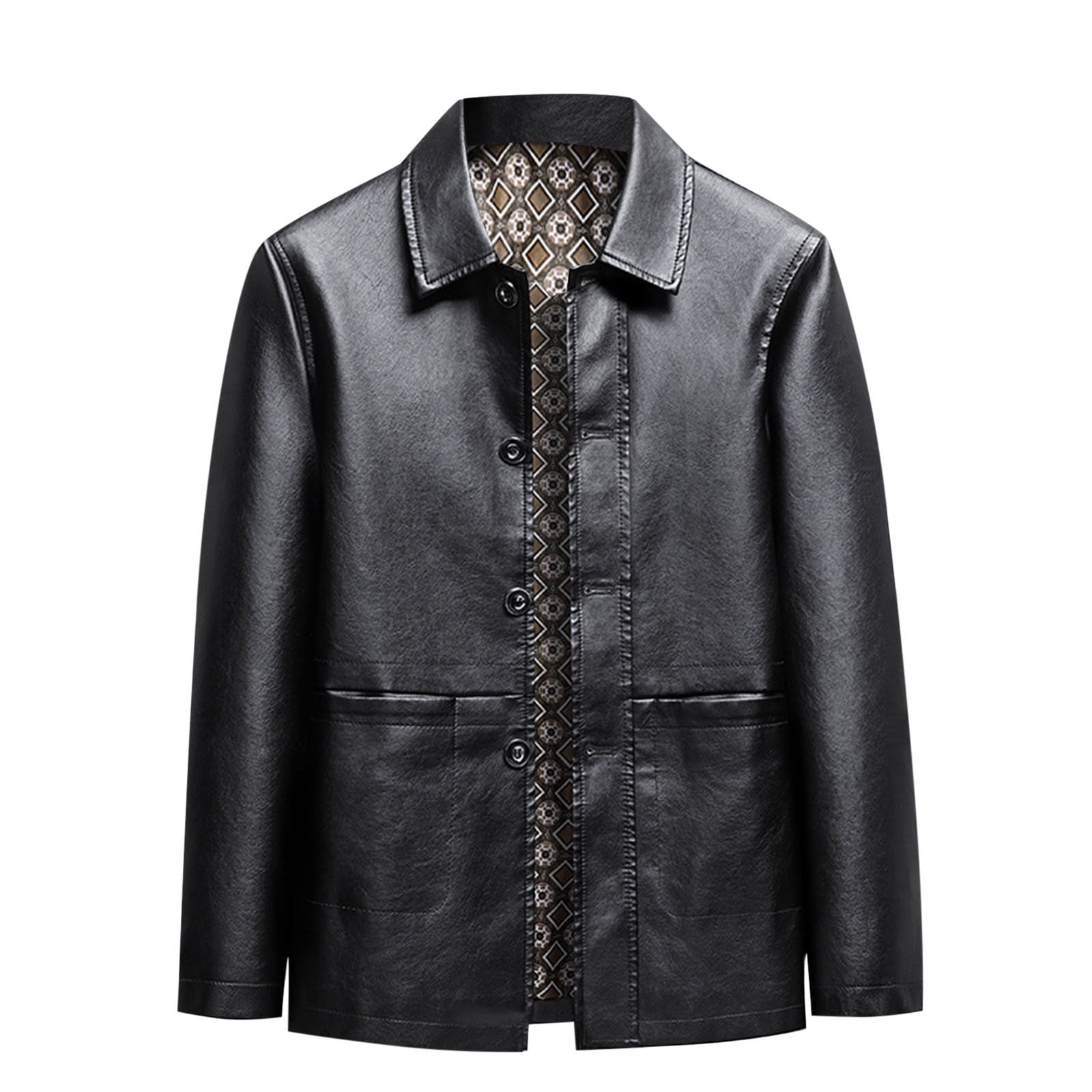 Xzbqbs Men's Leather Jackets Faux Leather Jacket for Men Classic Causal ...