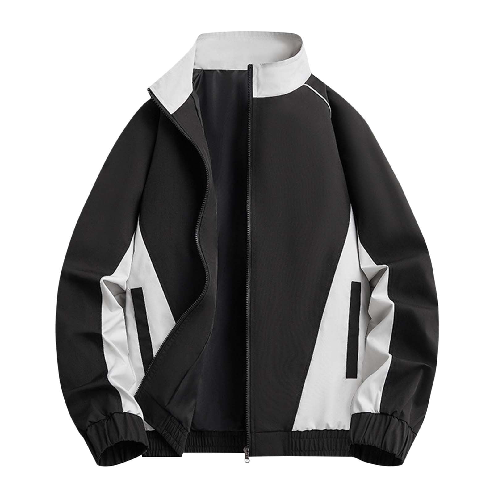 Xzbqbs Men's Track Jackets Casual Lightweight Full-Zip Color Block ...