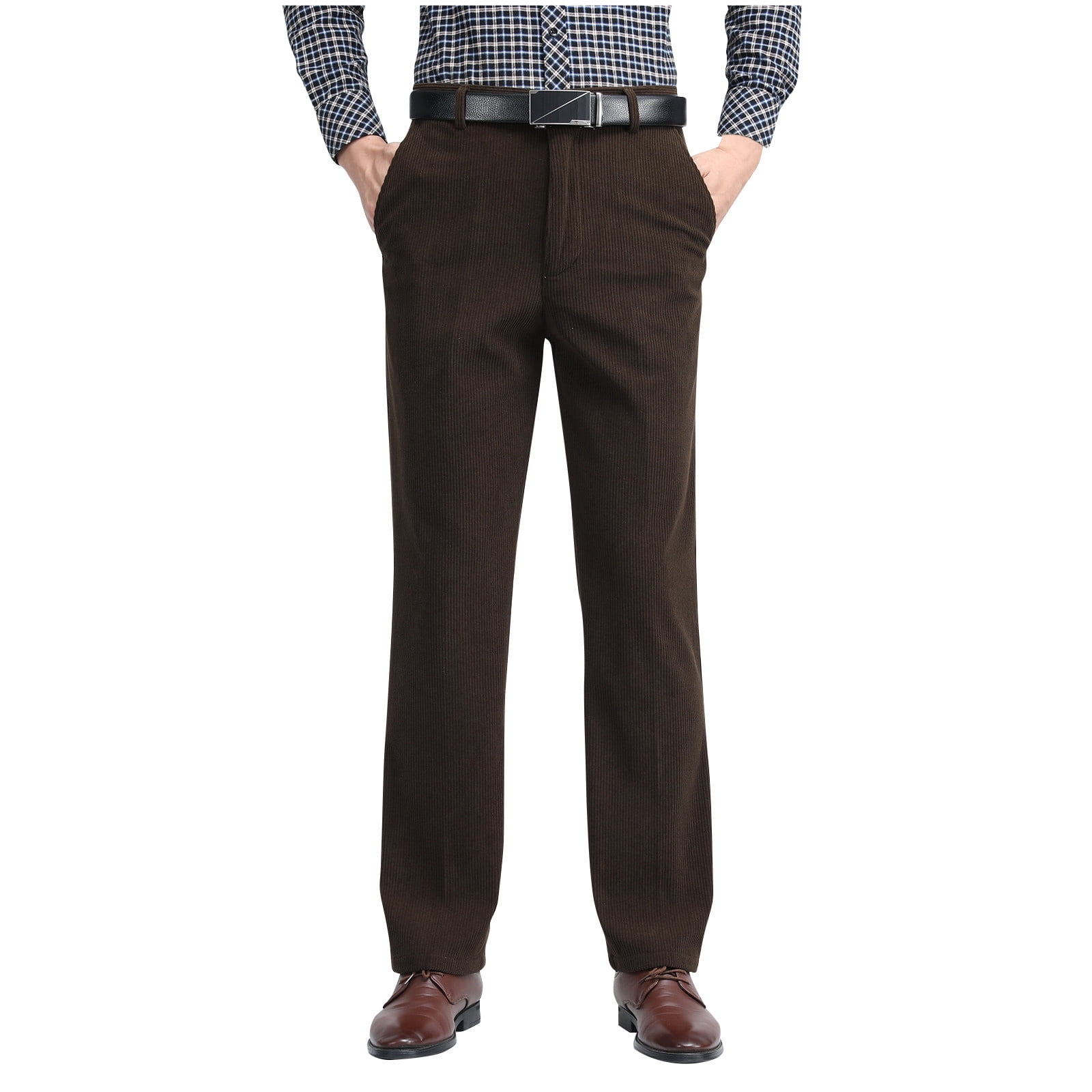 Xzbqbs Mens Corduroy Classic Fit Dress Pants Casual Business Flat Front ...