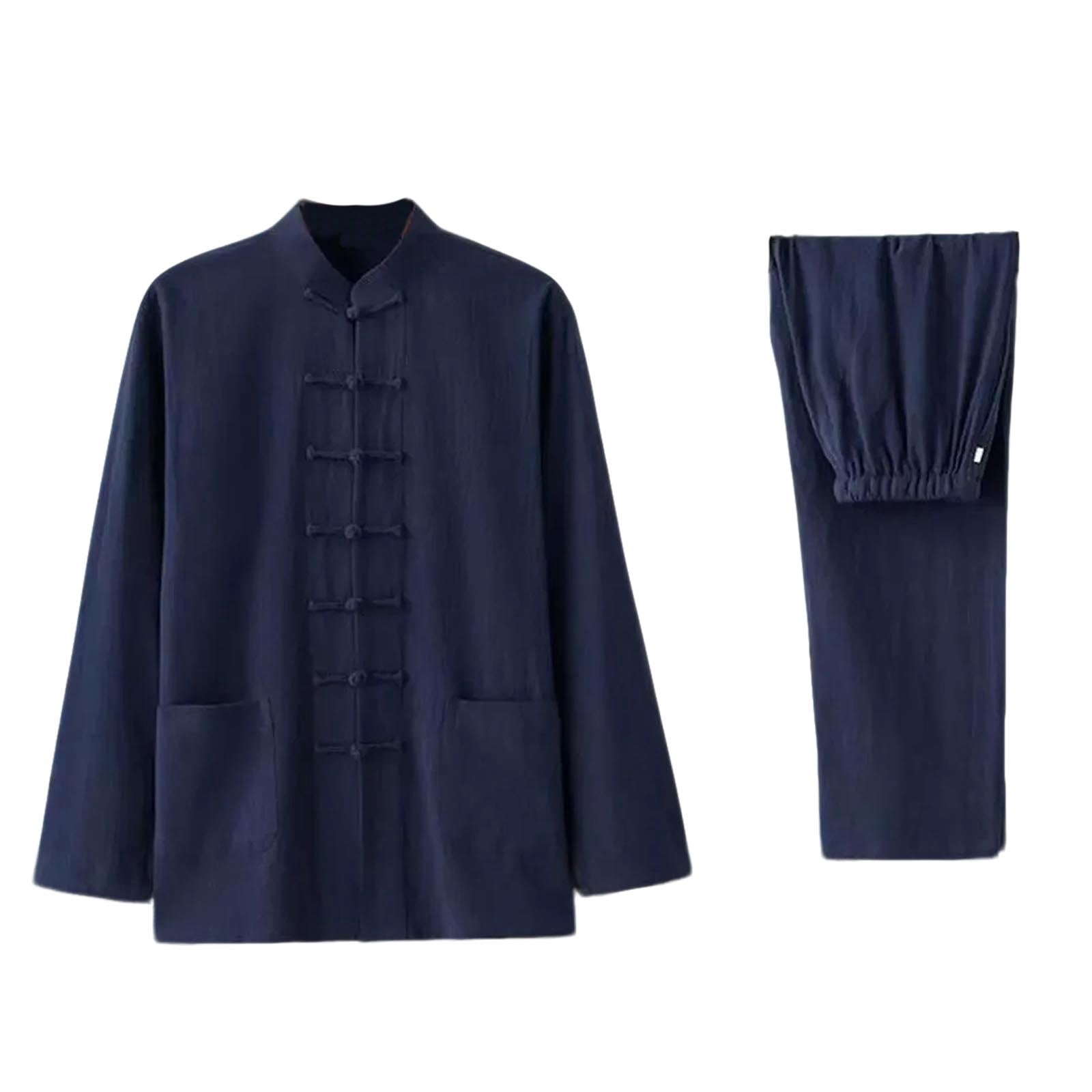 Xzbqbs Mens Vintage Cotton Linen Tang Suit Chinese Traditional Mandarin ...