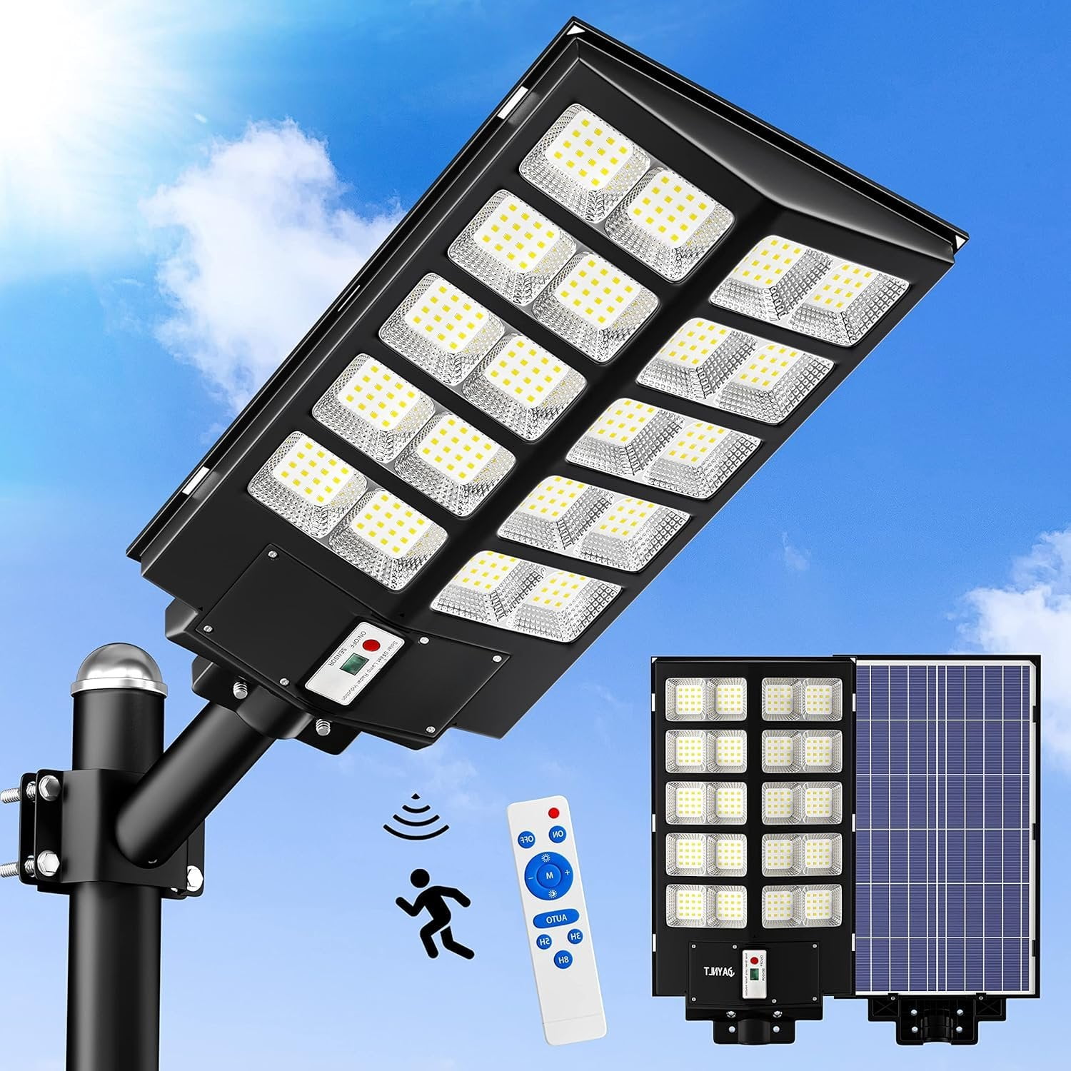 Y-5200W Solar Street Lights Outdoor,520000LM 6500K Commercial Parking ...