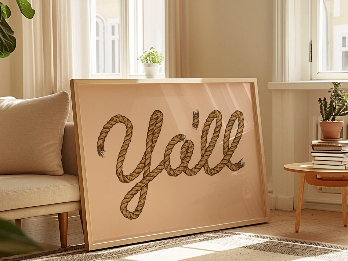Y'All Rope Typography Print - Western Inspired Rustic Wall Art ...