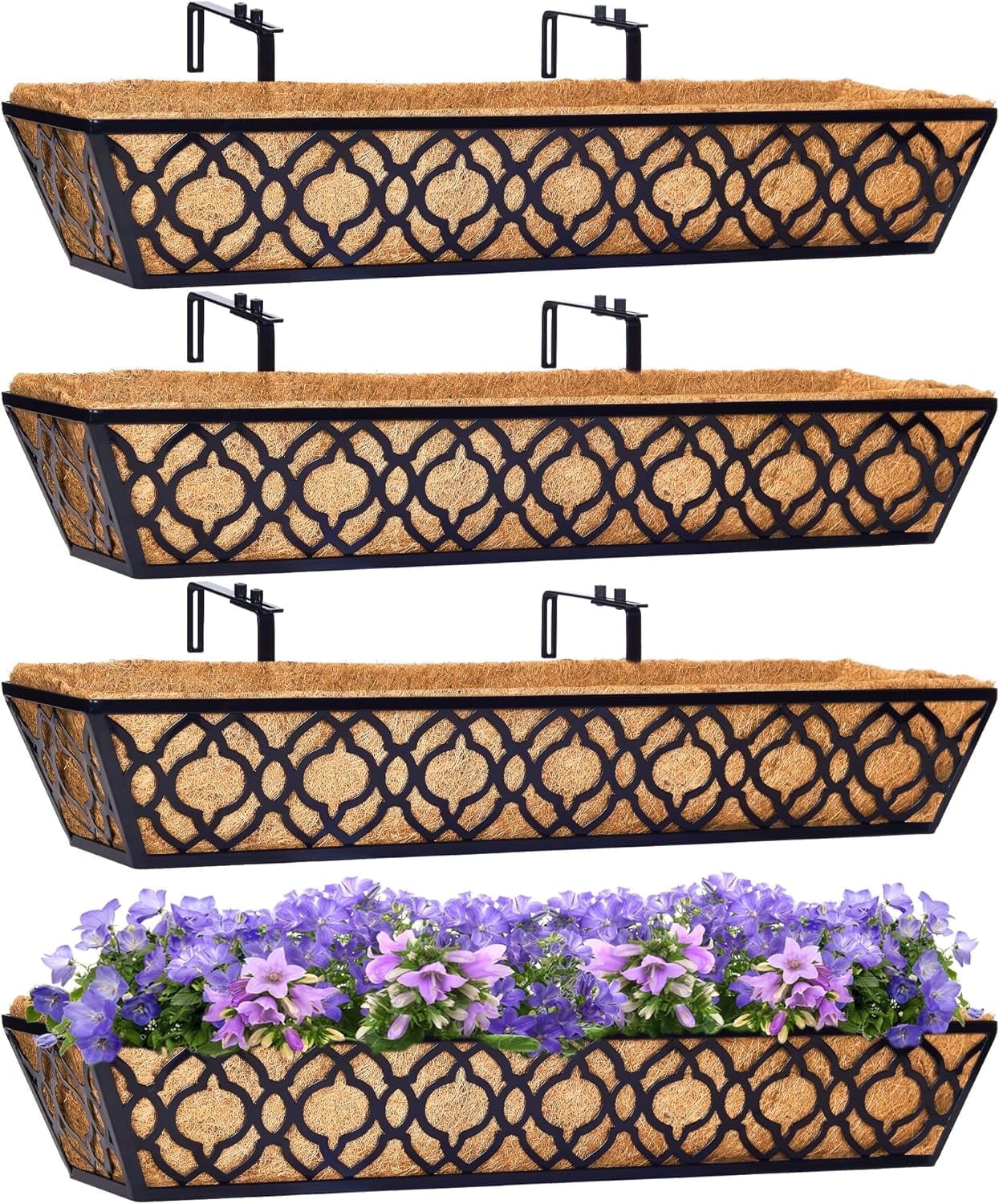 Y&M 30 Inch Large Window Box Railing Planter with Coco Liner for ...