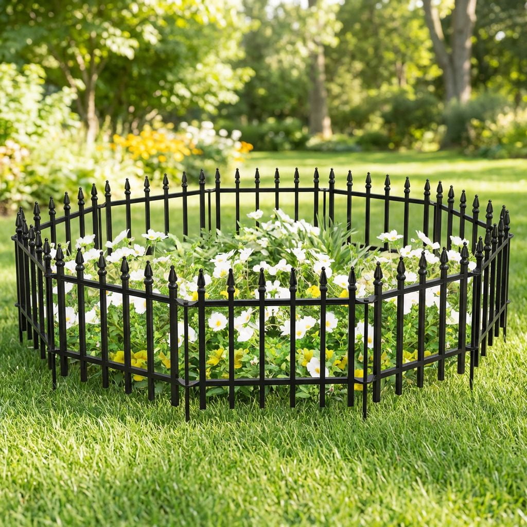 Y&M Decorative Metal Garden Fence 12in H x 16.5in L, Small Border Fence ...