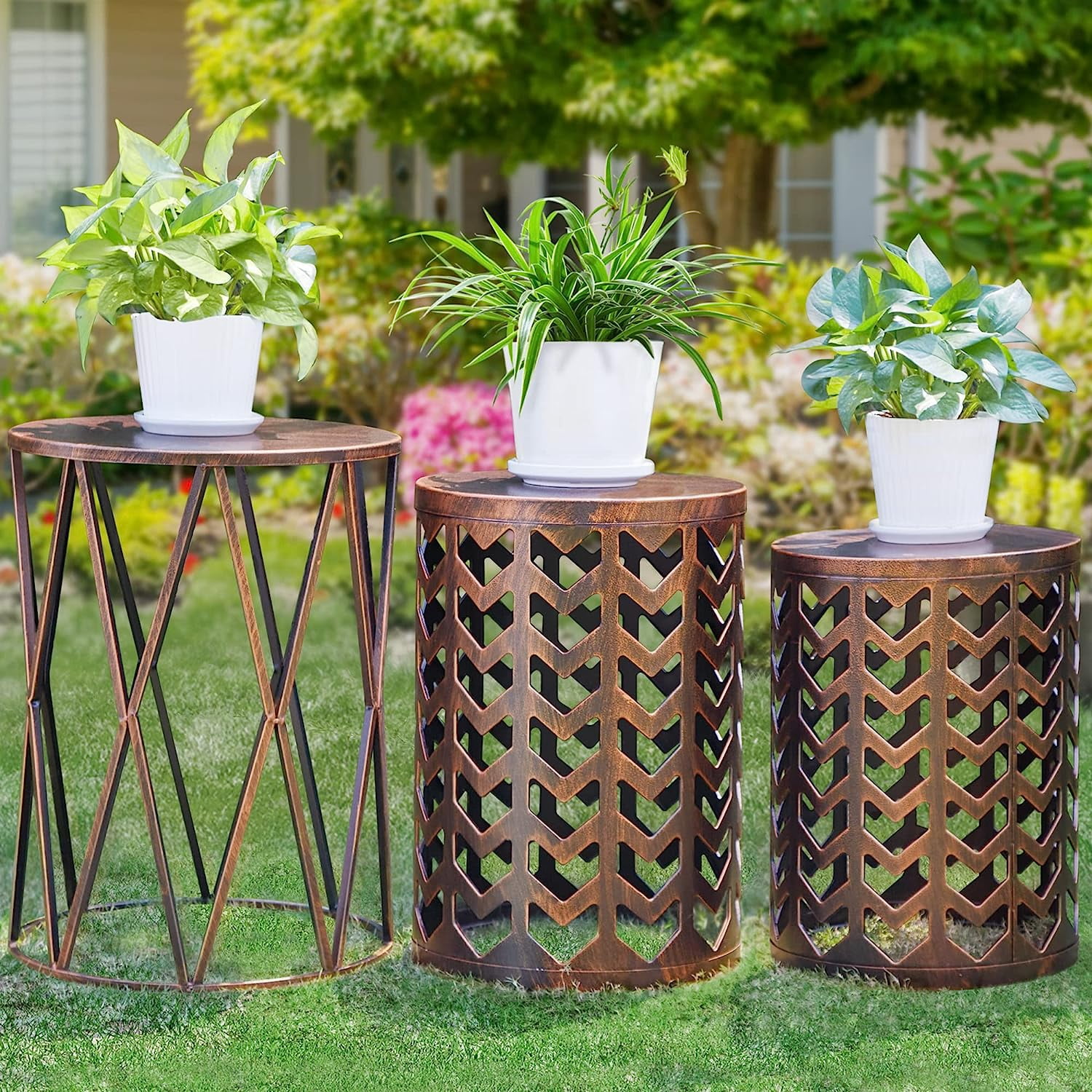 Y&M Nesting Side Table, Set of 3 Stacking Coffee Tables for Living Room ...