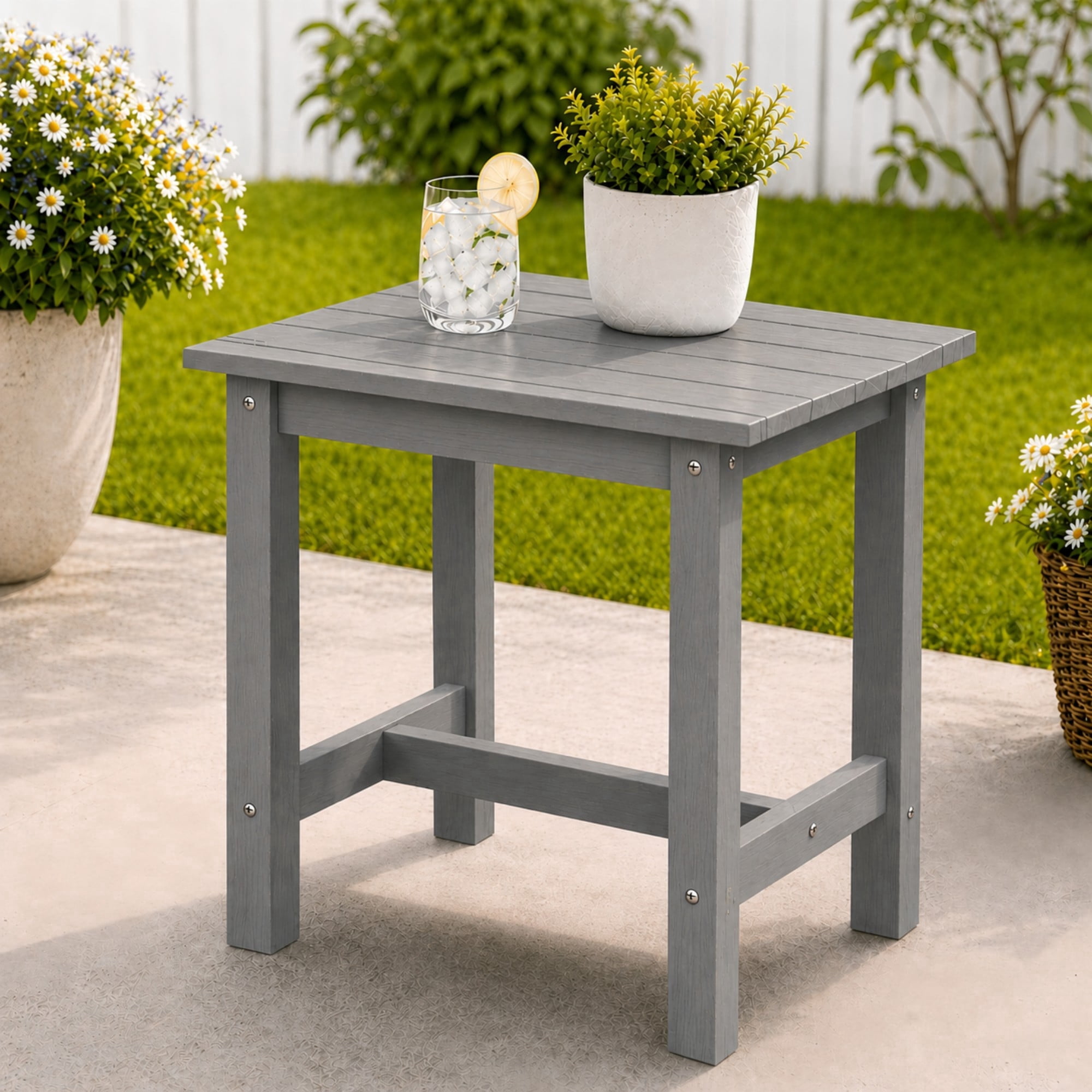 Y&M Outdoor Side Table, HIPS Material, Waterproof, Modern Adirondack ...