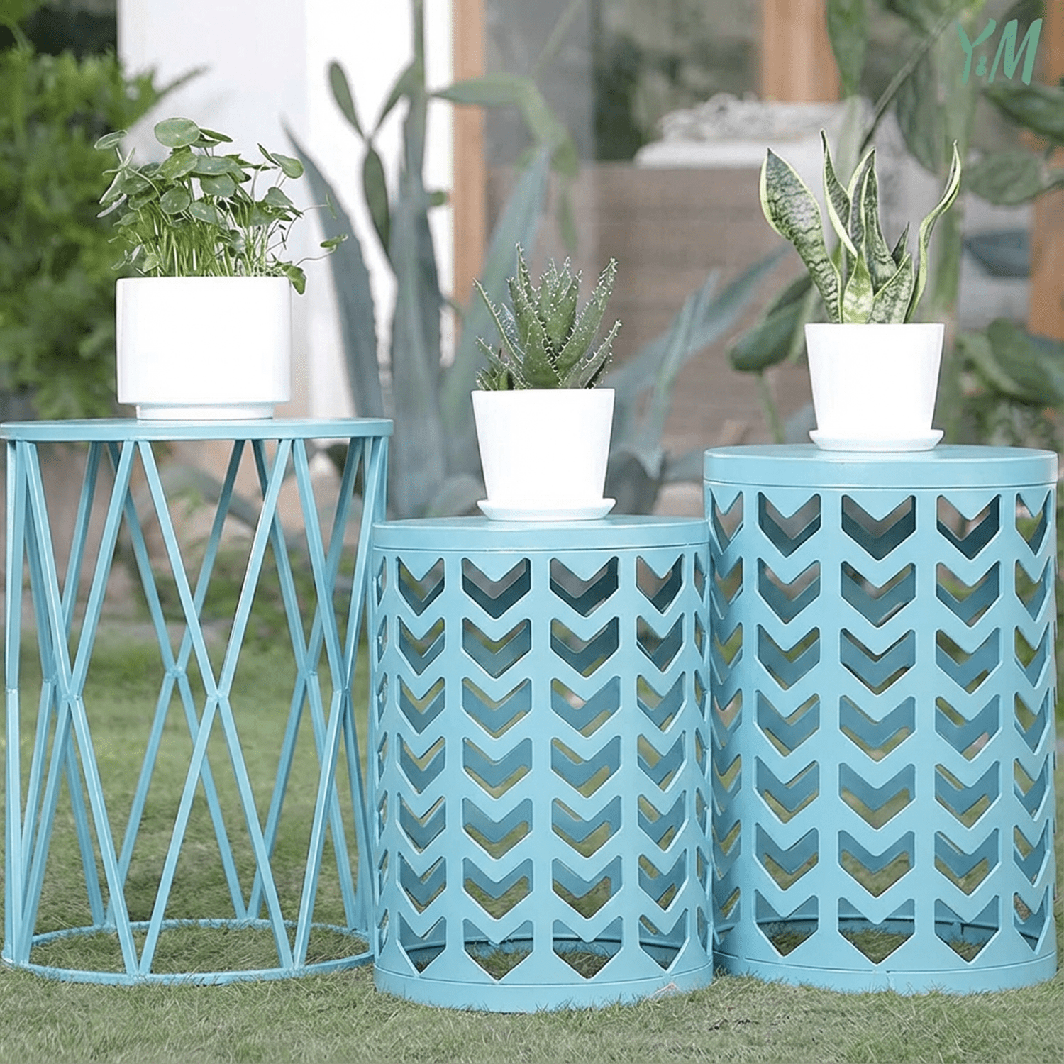 Y&M Set of 3 Nesting Metal Round Coffee Table, Side Table End Table for ...