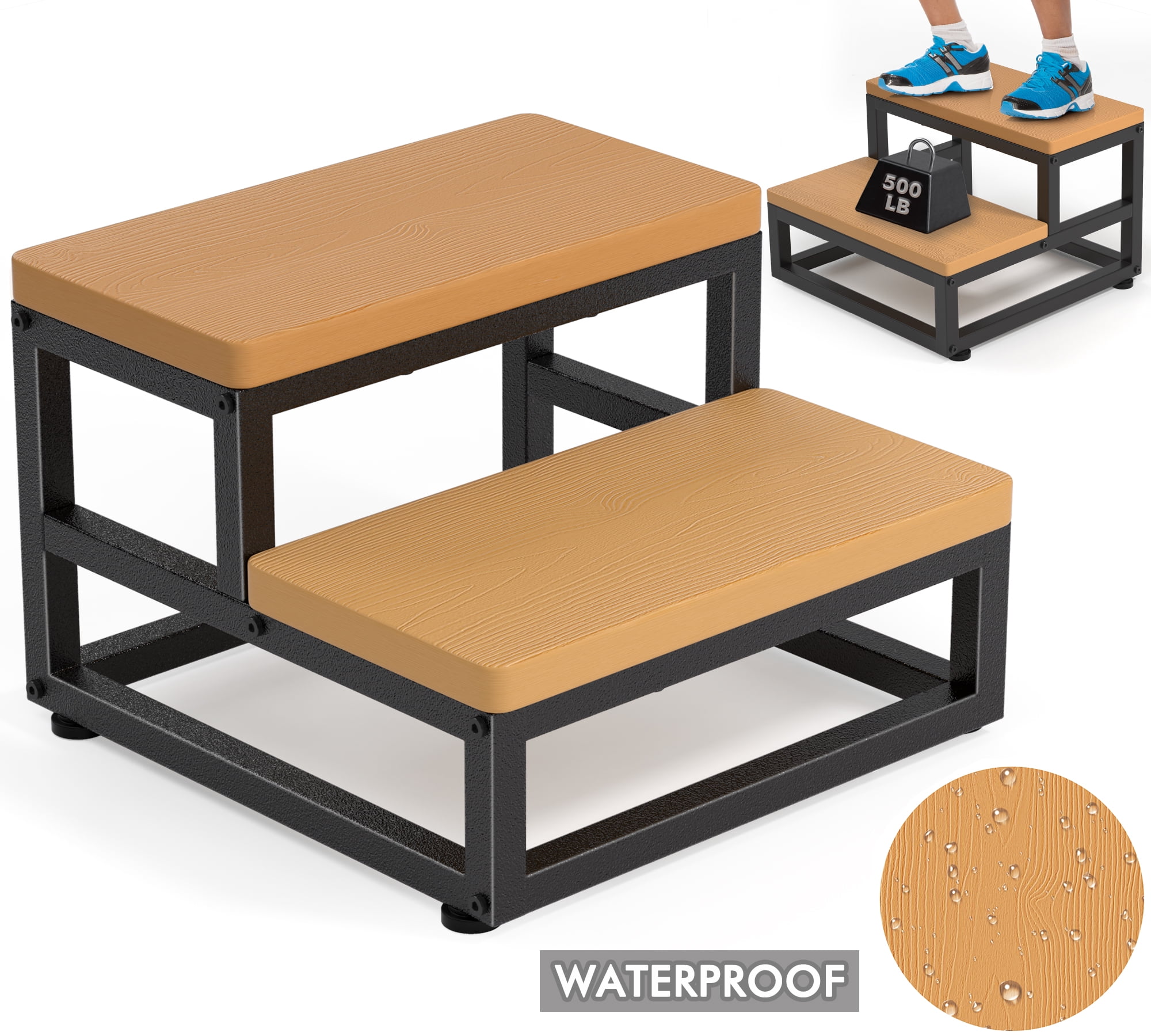 Y&M Two Step Stool for Adults Kids, Waterproof HPDE Bed Step Foot Stool ...