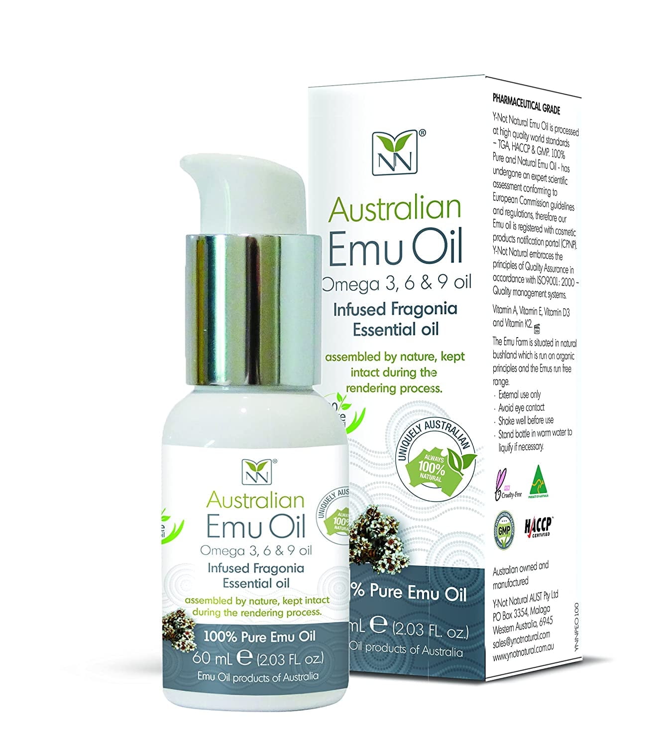 Y-Not Natural - Organic Pharmaceutical 100% Pure Emu Oil 60ml | Free ...