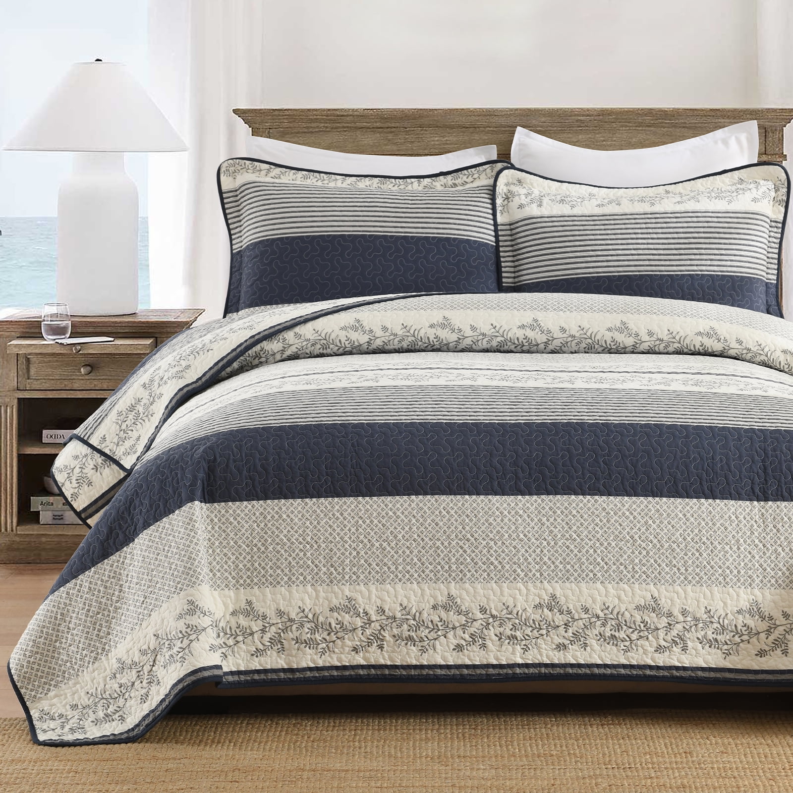 Y-PLWOMEN Cotton Quilt Set Queen Size, Queen Quilt Bedding Set ...