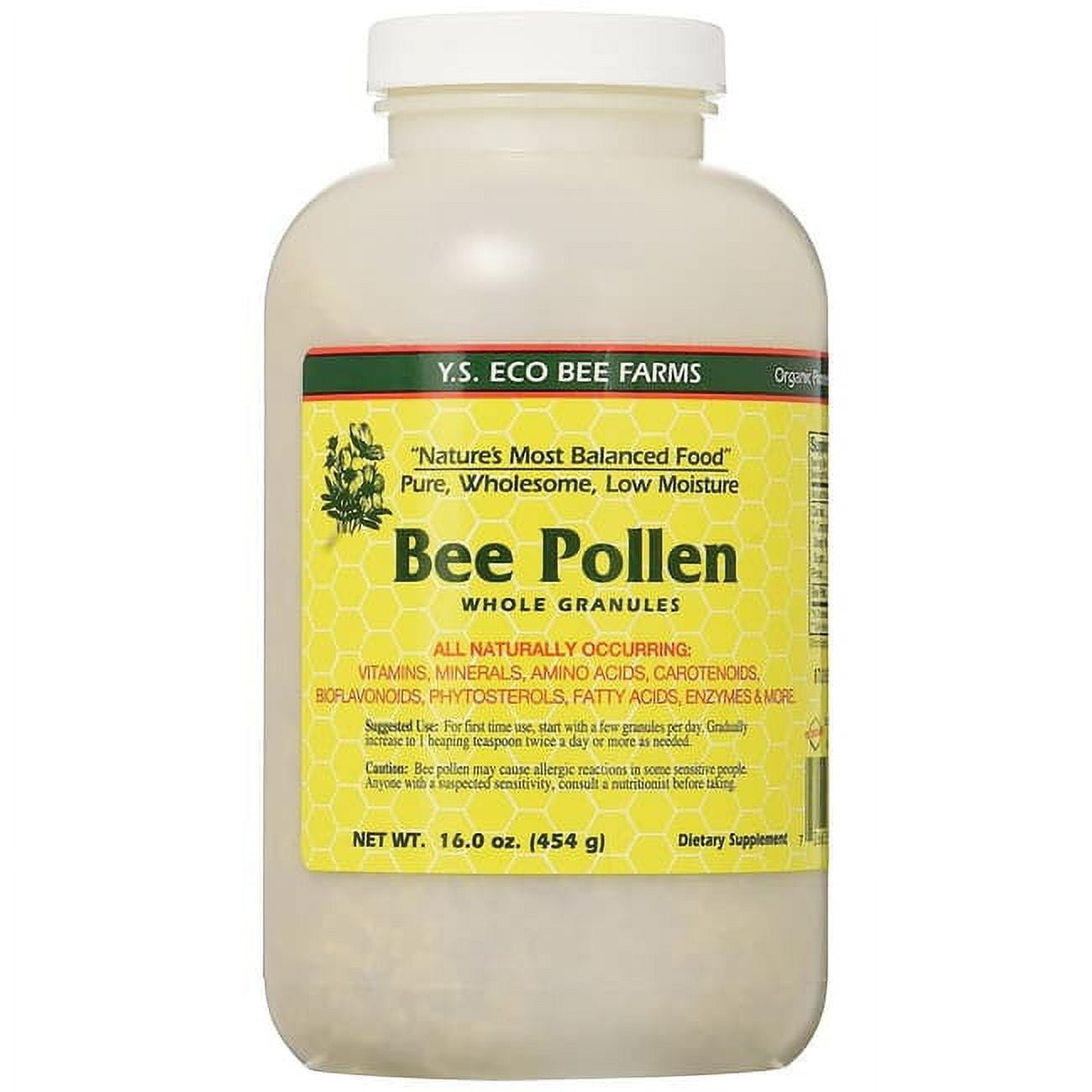 Y.S. Eco Bee Farms Organic Low Moisture Bee Pollen Whole Granules, 16 ...