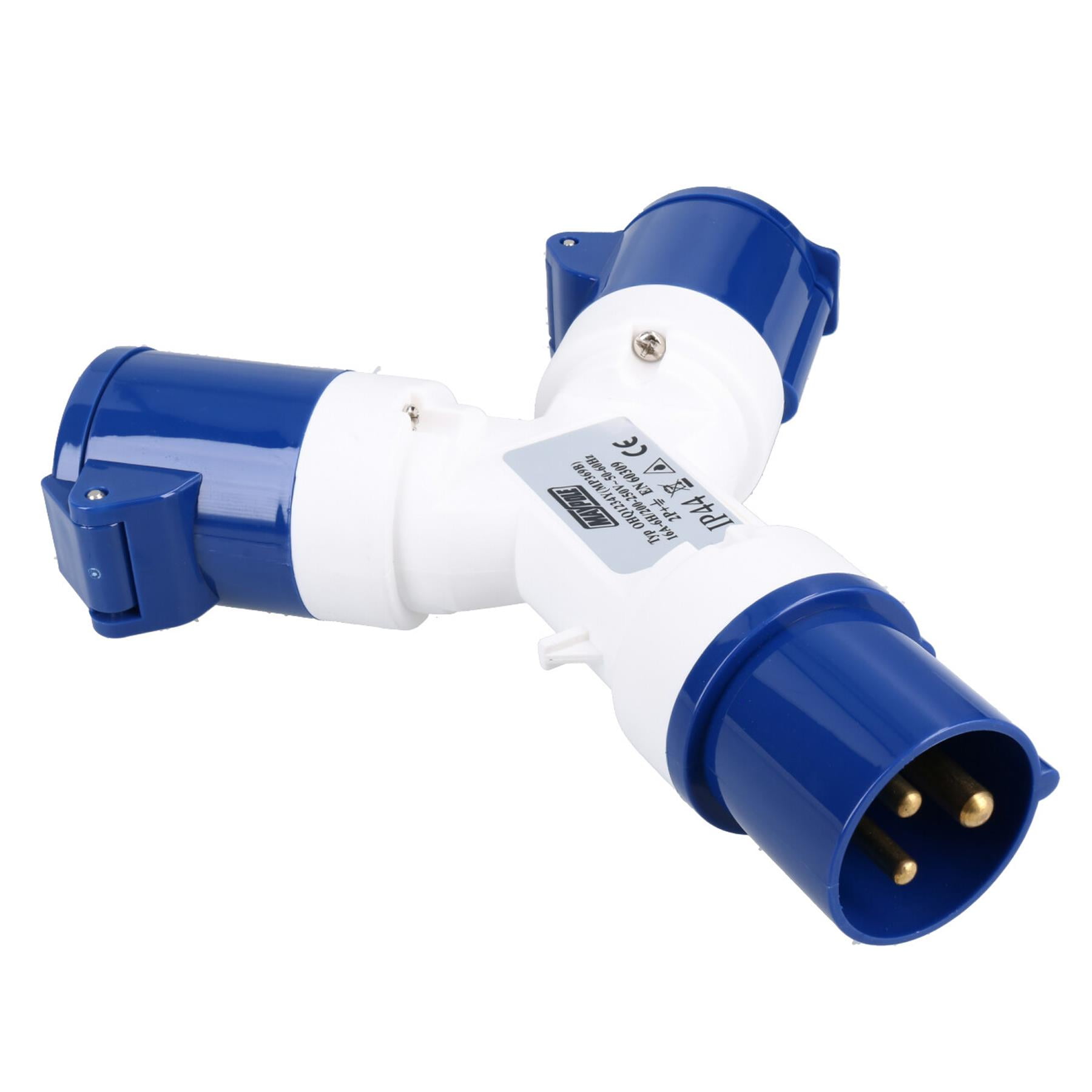 Y Splitter 2 Way Adaptor 230V Mains Site Socket Lead Caravan Generator ...