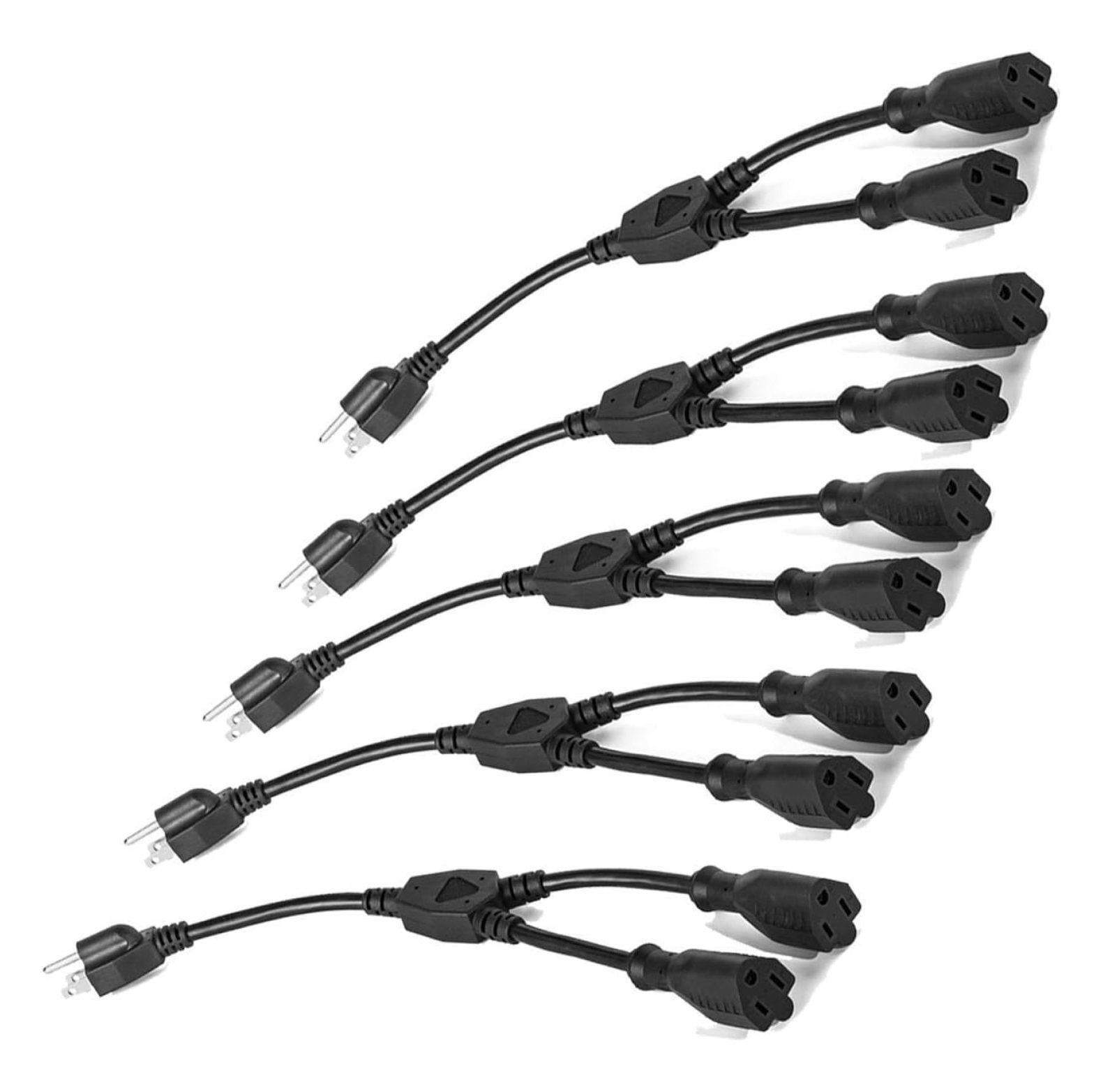 Y Splitter Power Cable Extension Cord 3 Prong, Power Cord Splitter 16 ...