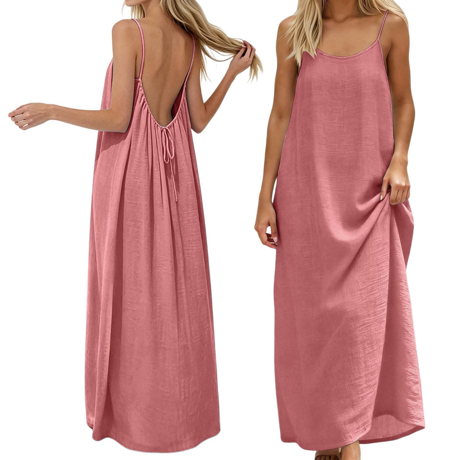Y-Sunset Backless Cami Dresses for Women 2026 Summer Sleevelesss Long ...