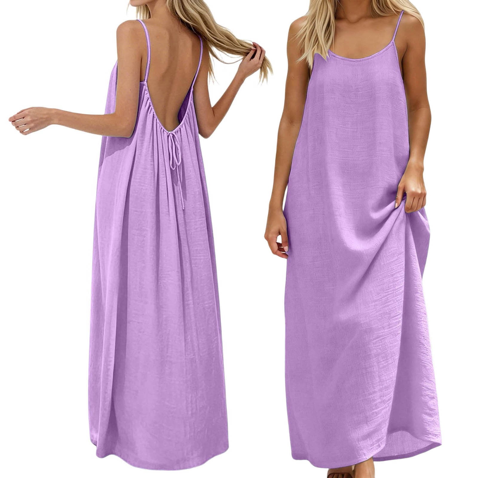 Y-Sunset Backless Cami Dresses for Women 2026 Summer Sleevelesss Long ...